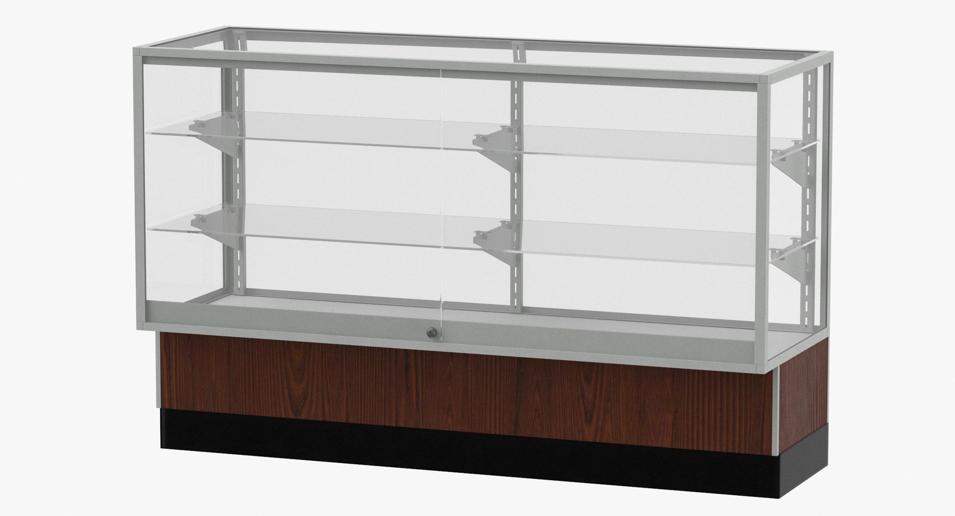 3D Glass front lock display with shelves 60 Light Wood White Beige Gray ...