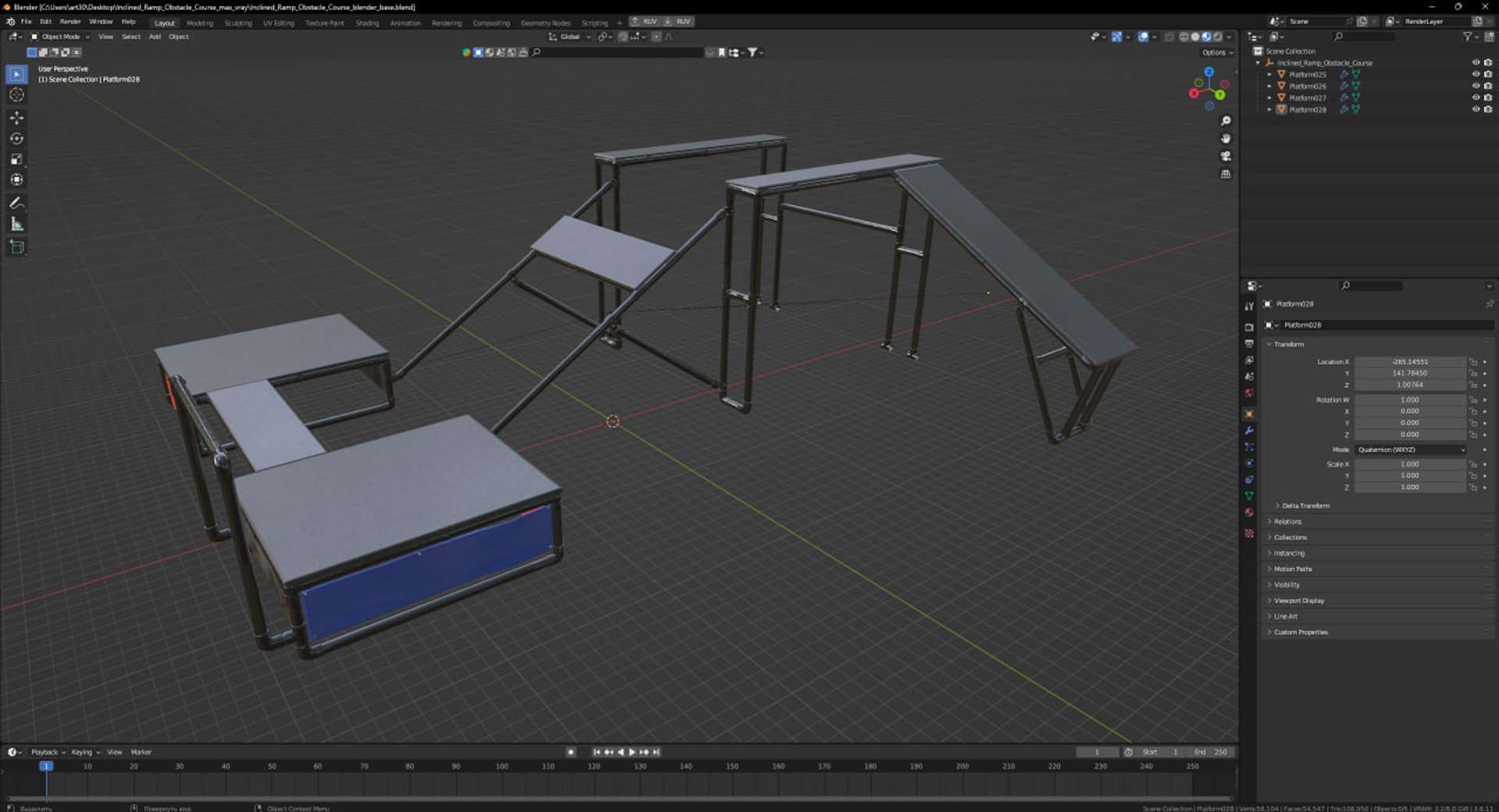 3D Inclined Ramp Obstacle Course - TurboSquid 2370137