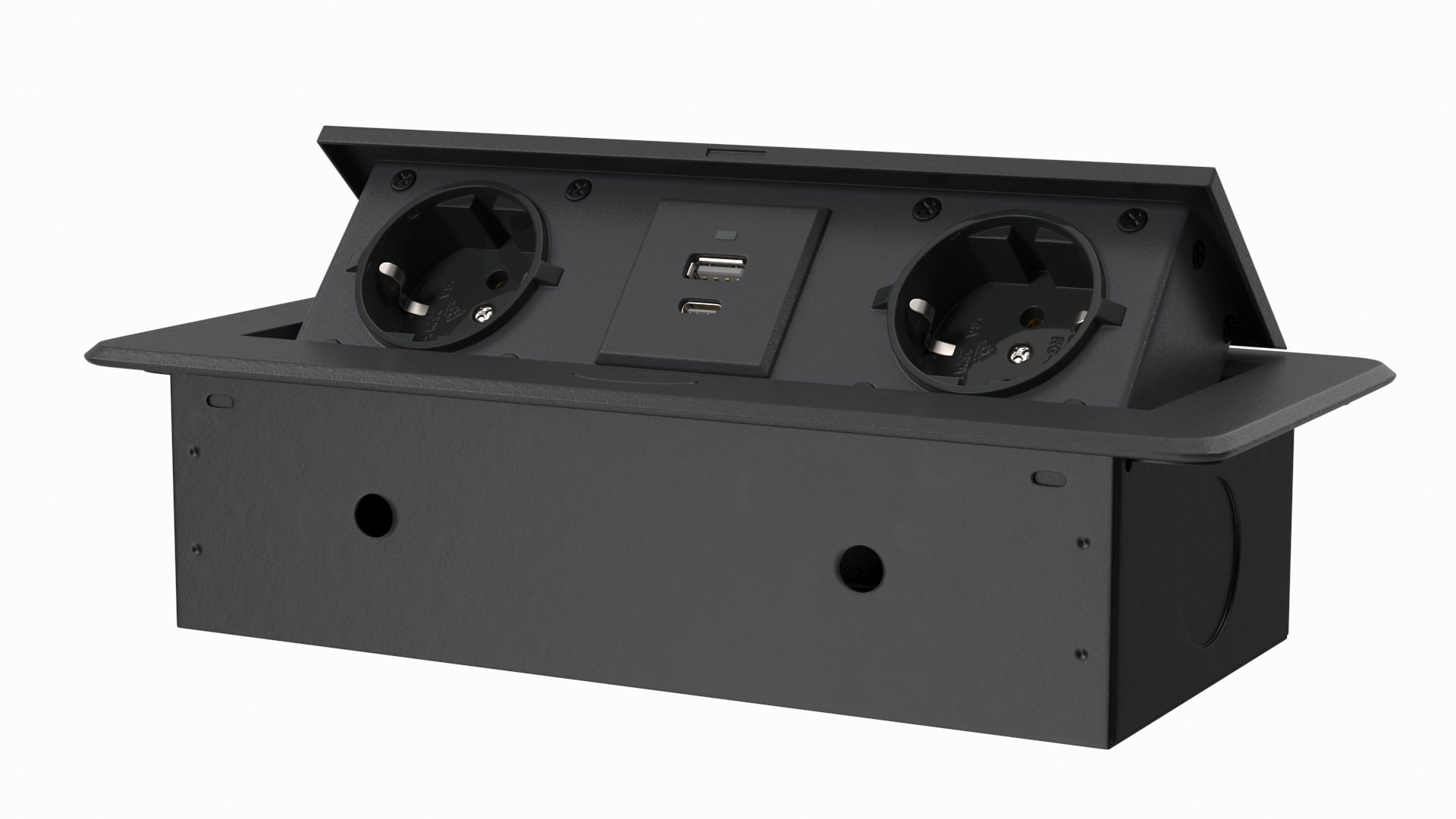 Desktop Power Strip 2 EU Plugs USB Black 3D Model - TurboSquid 1905430