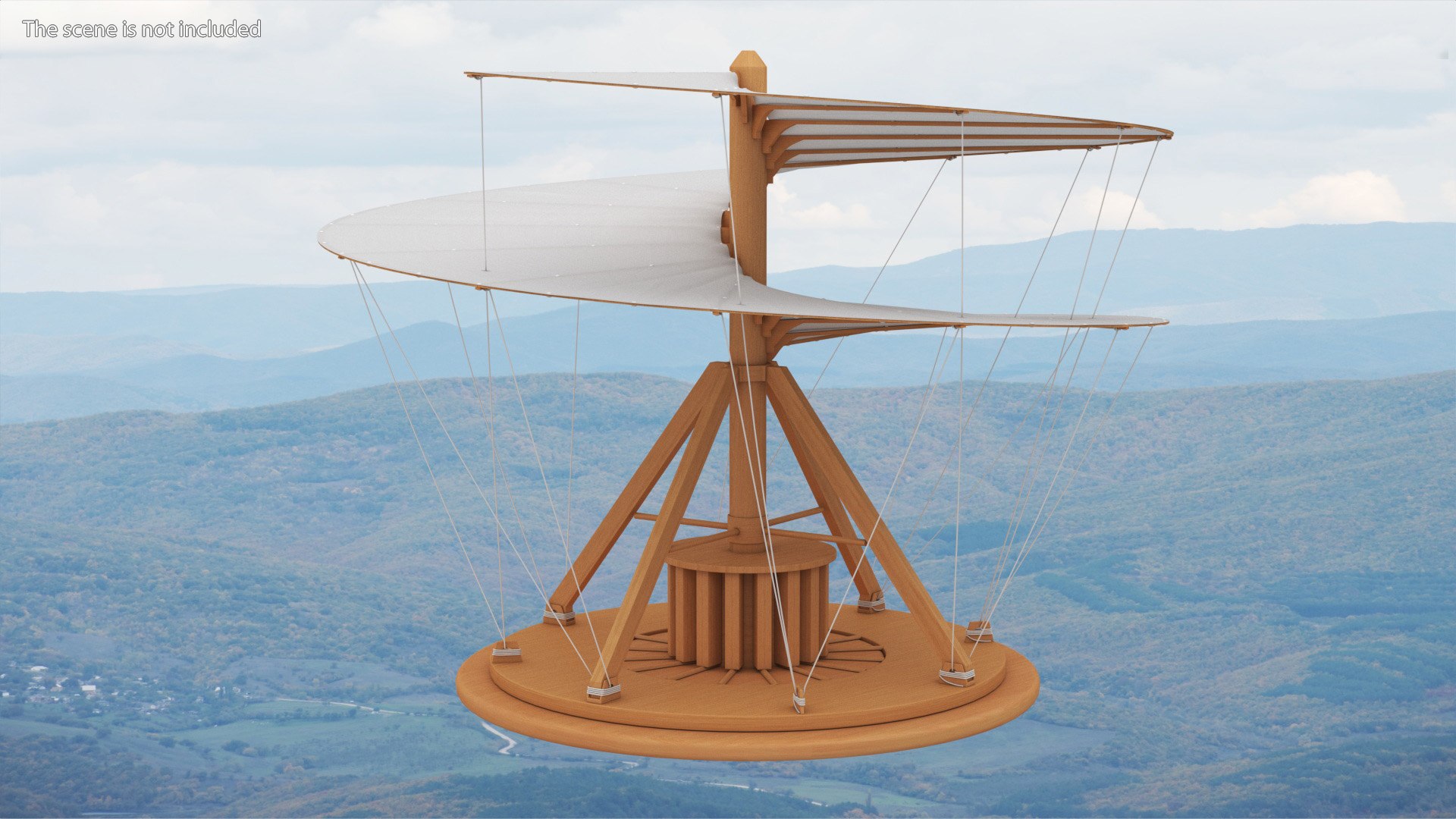 Leonardo Da Vinci Helicopter Wooden Concept Rigged For Cinema 4D 3D ...