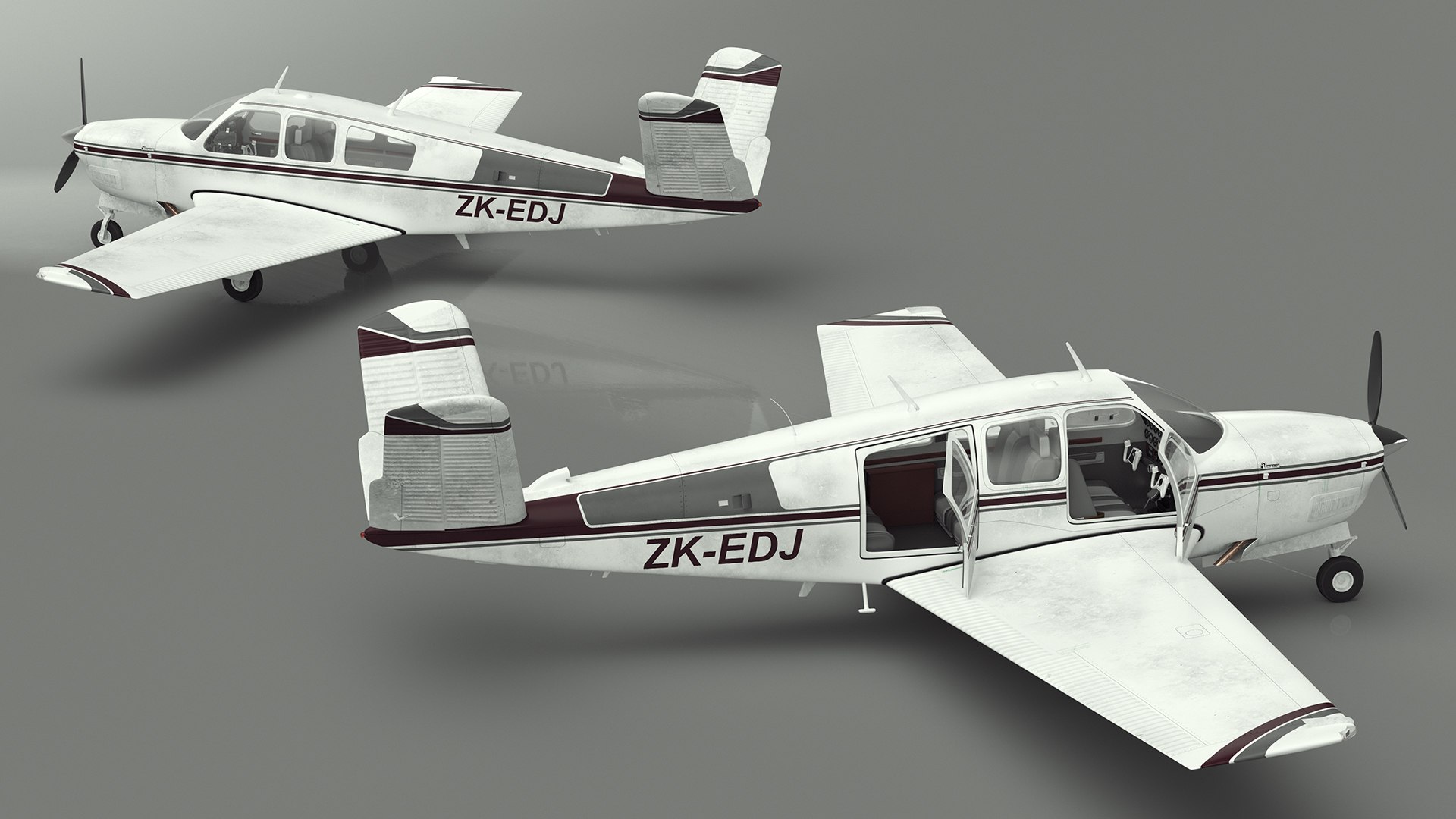 Propeller Aircraft Beechcraft Bonanza S35 Rigged For Maya 3D Model ...