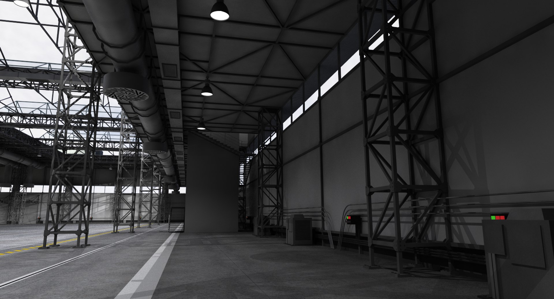 3d industrial building warehouse