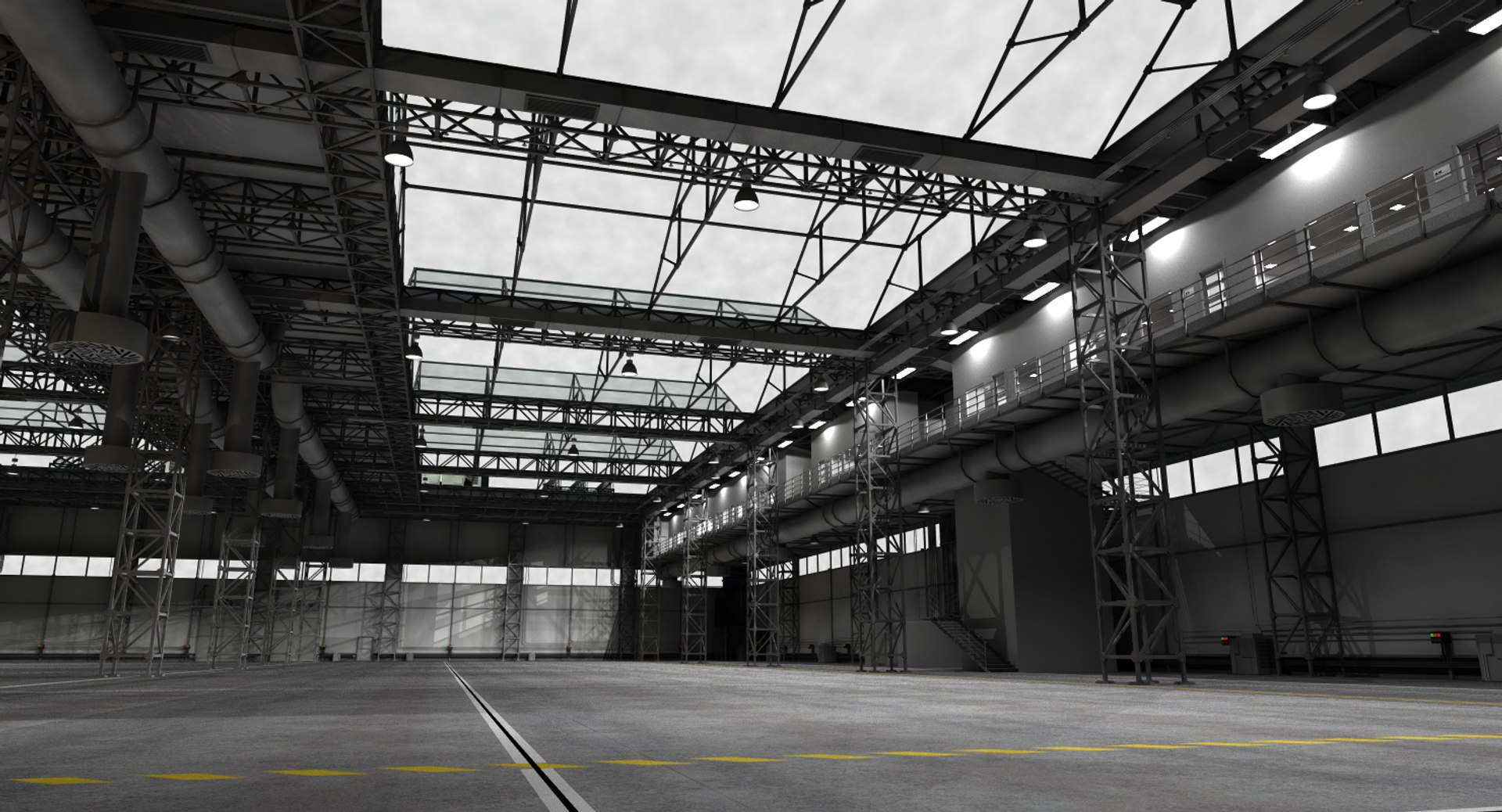 3d industrial building warehouse