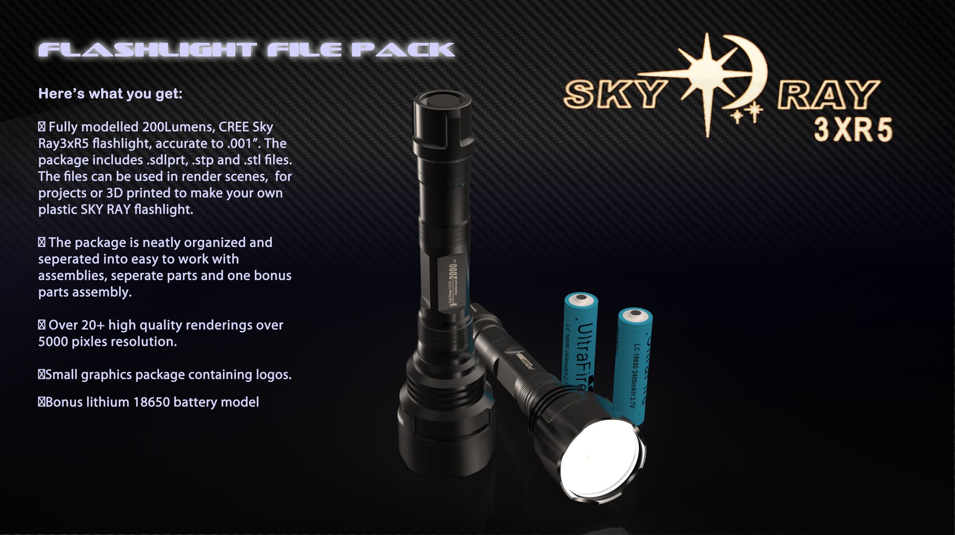 Cree Skyray Flashlight 3d Model