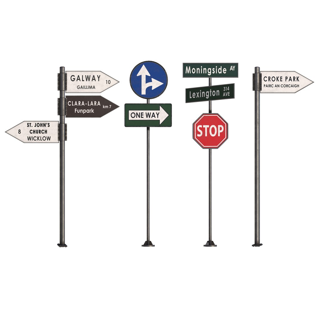 Street Sign-Set 02 3D Model - TurboSquid 2299048
