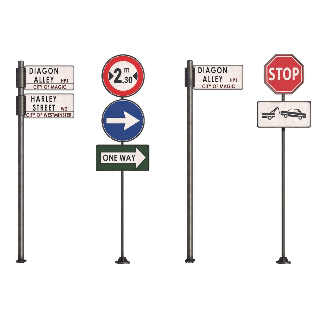 Street Sign-Set 02 3D Model - TurboSquid 2299048