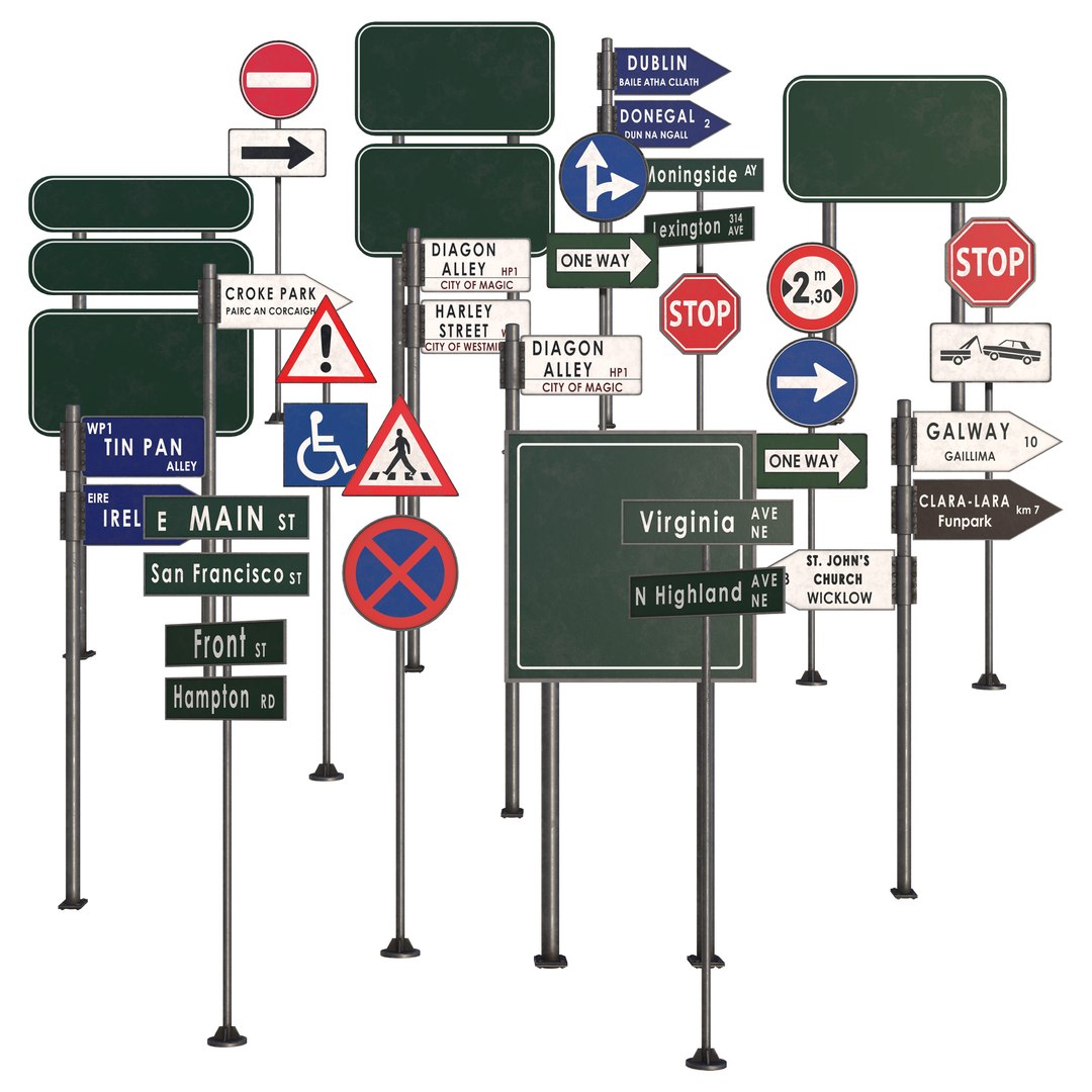 Street Sign-Set 02 3D Model - TurboSquid 2299048