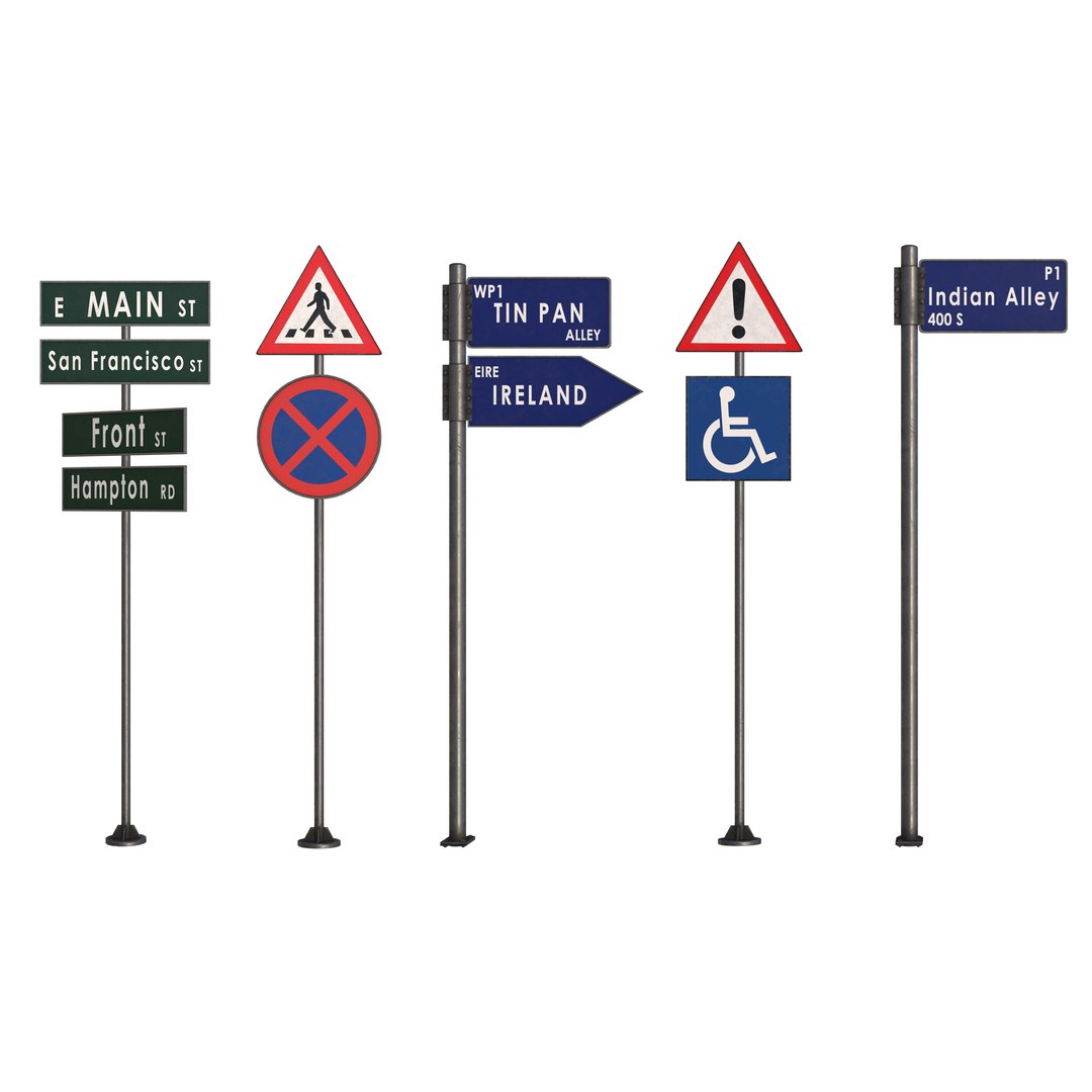 Street Sign-Set 02 3D Model - TurboSquid 2299048