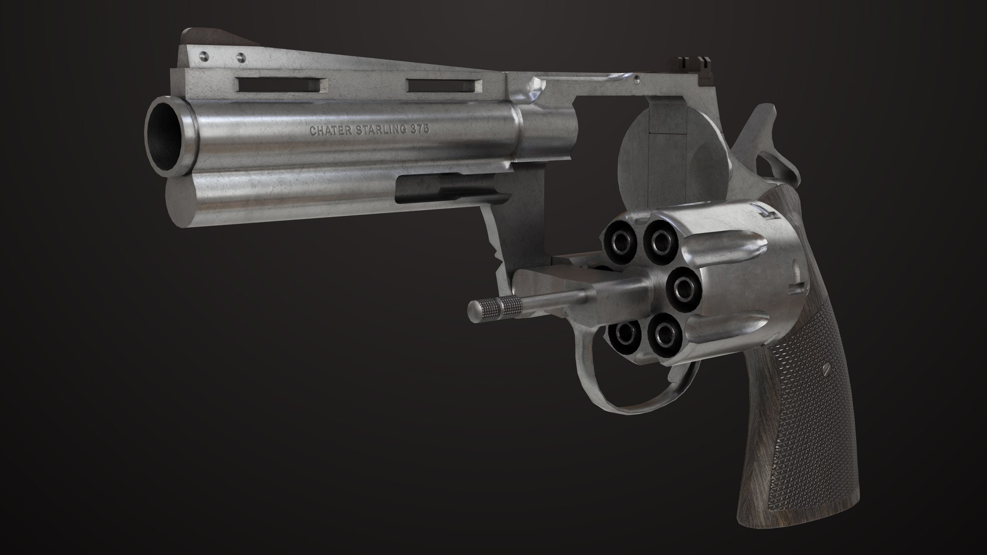 3D model Revolver 05 Medium Silver All PBR Unity UE Textures ...