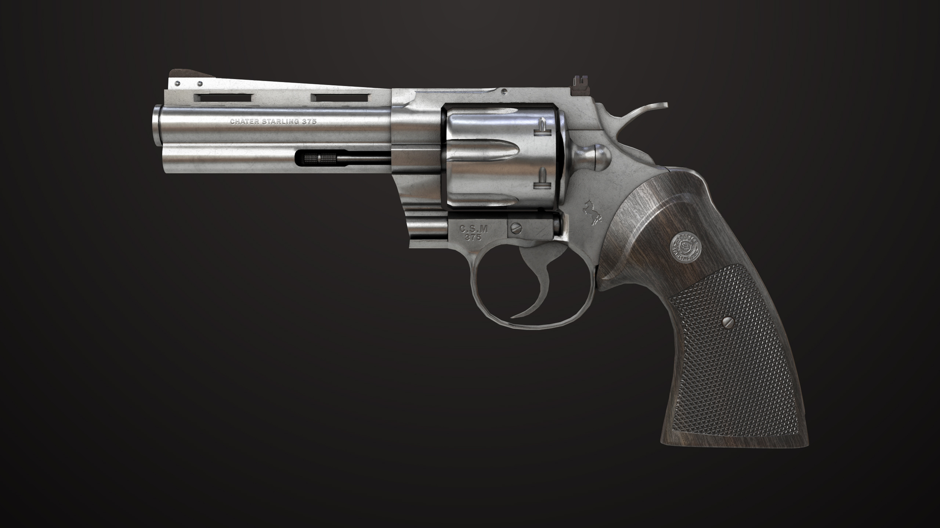 3D model Revolver 05 Medium Silver All PBR Unity UE Textures ...