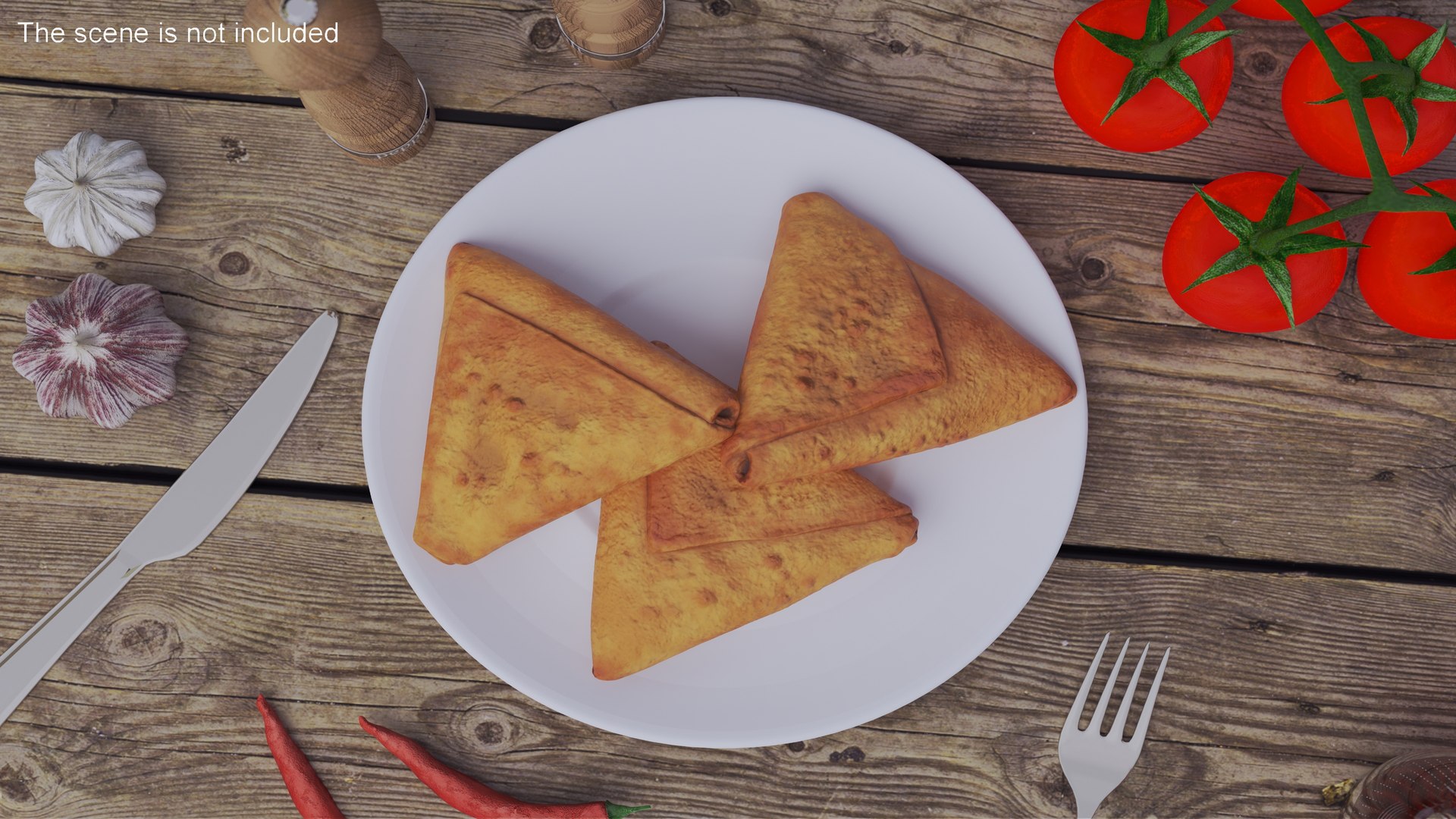 3D Samosa On White Plate - TurboSquid 2180626