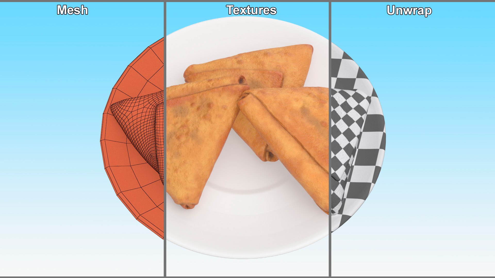 3D Samosa On White Plate - TurboSquid 2180626