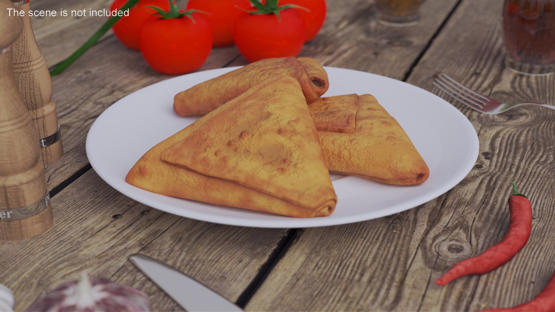 3D Samosa On White Plate - TurboSquid 2180626