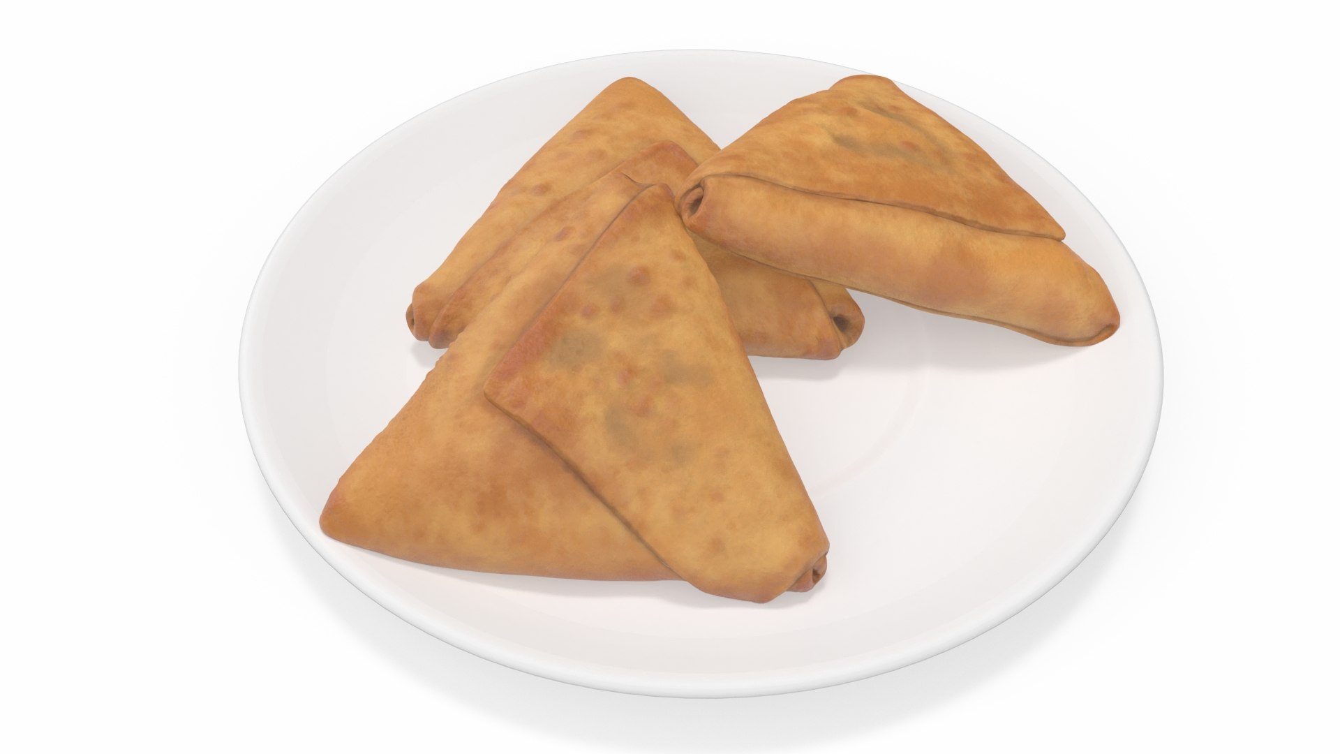3D Samosa On White Plate - TurboSquid 2180626