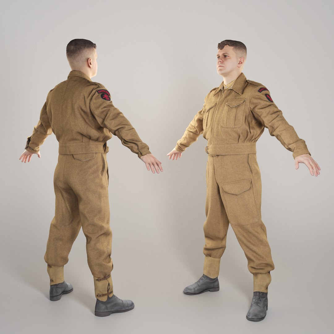 British Infantryman Character From WW2 In A-pose 297 3D Model ...