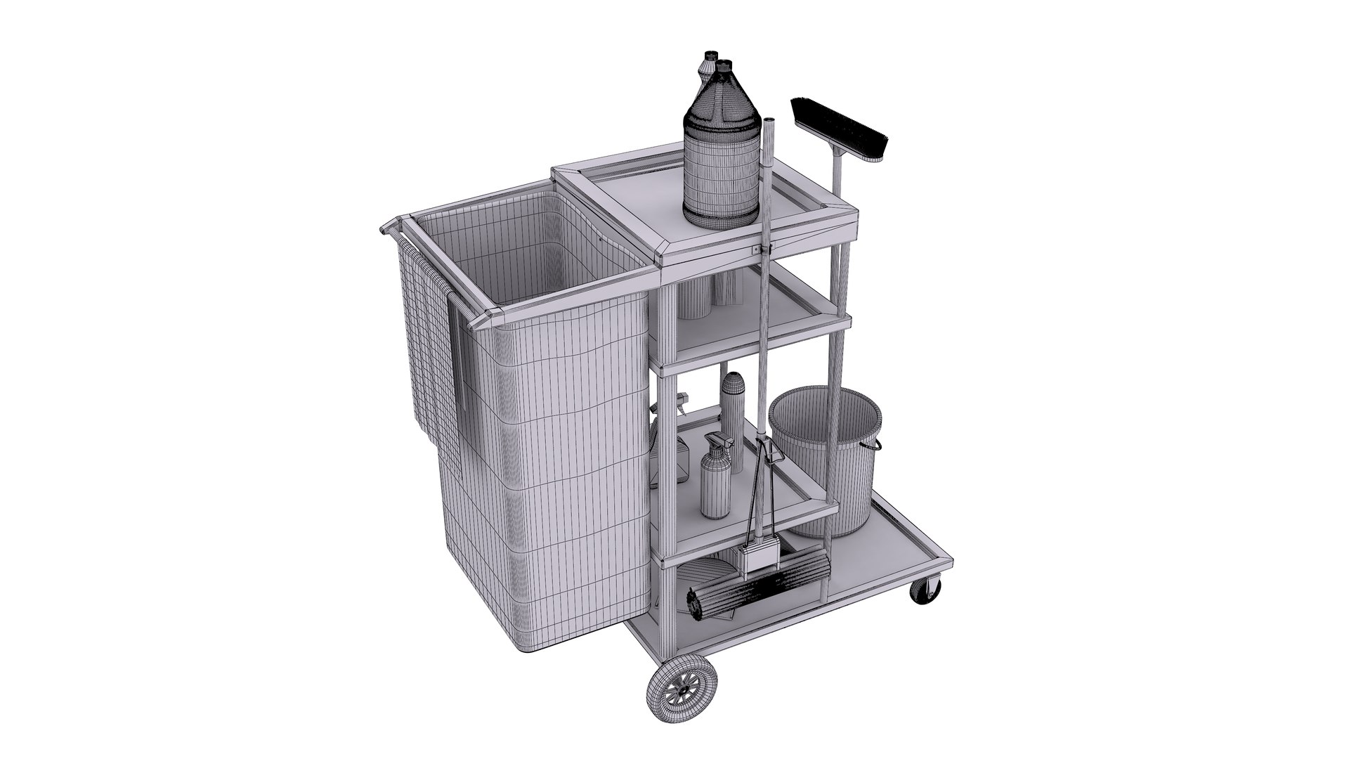 3D Cleaning Cart - Metal - TurboSquid 1908941