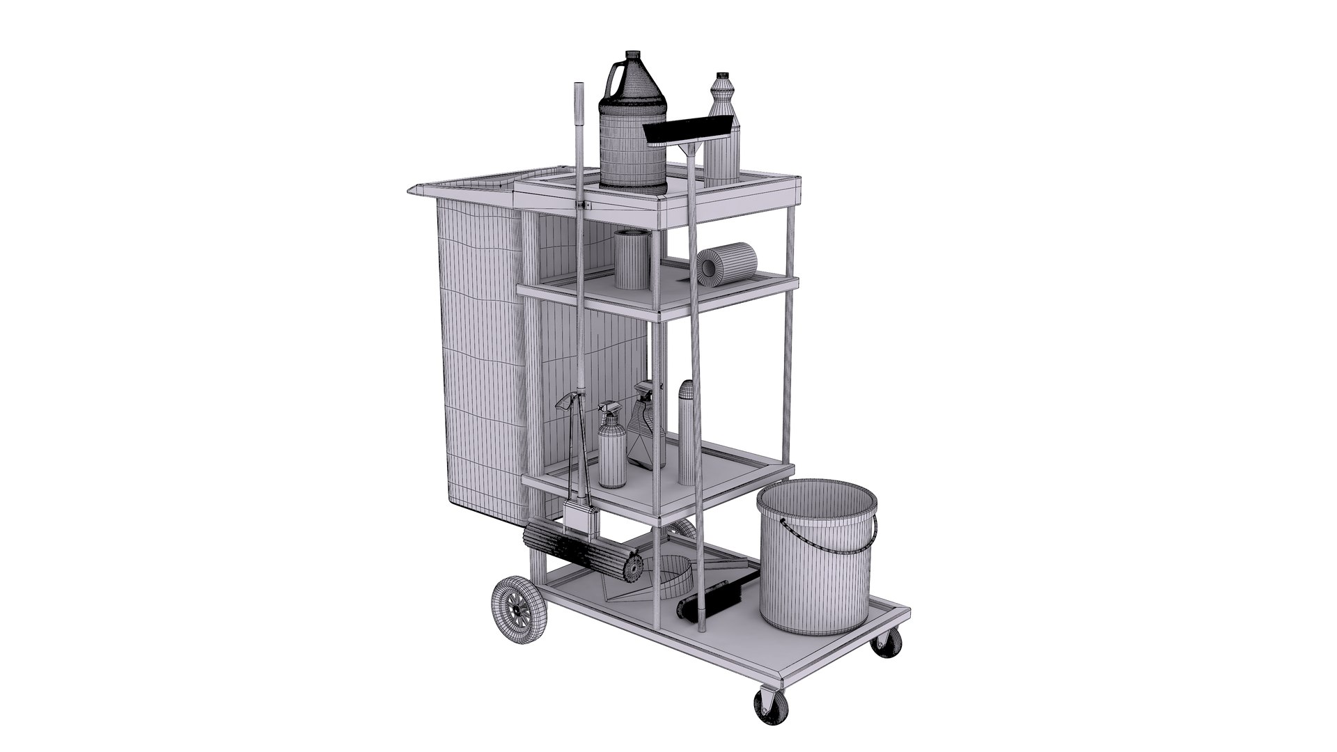3D Cleaning Cart - Metal - TurboSquid 1908941