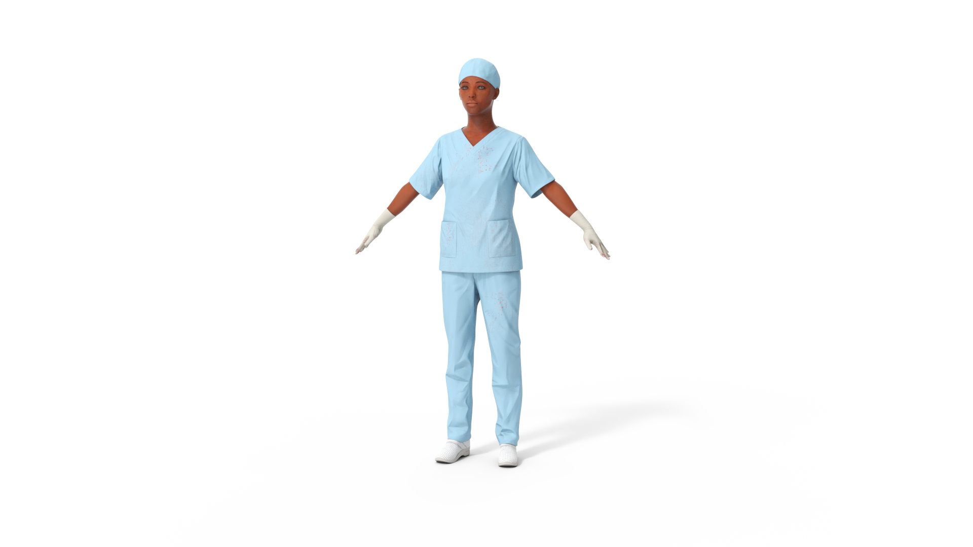 Female Medical Professional In Scrubs With Bloodstains Rigged Fur 3D ...