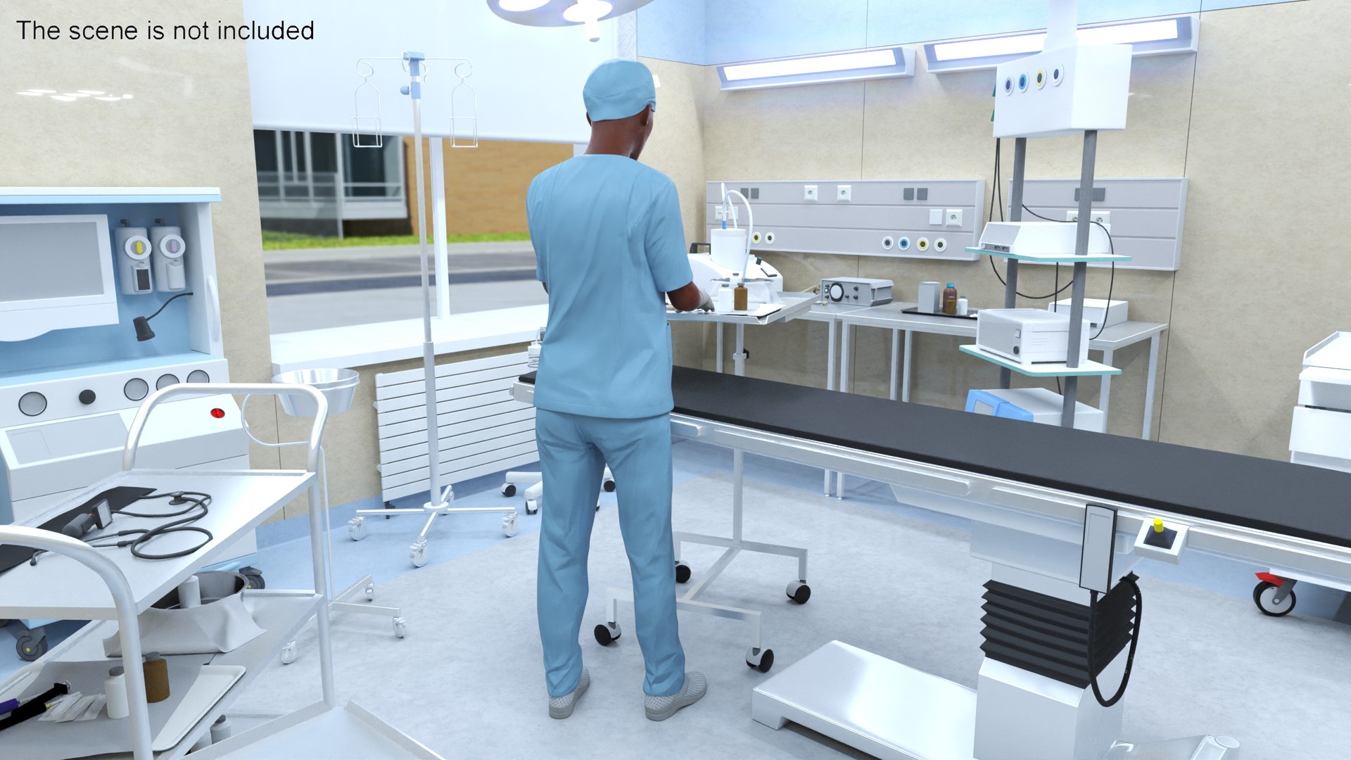 Female Medical Professional In Scrubs With Bloodstains Rigged Fur 3D ...