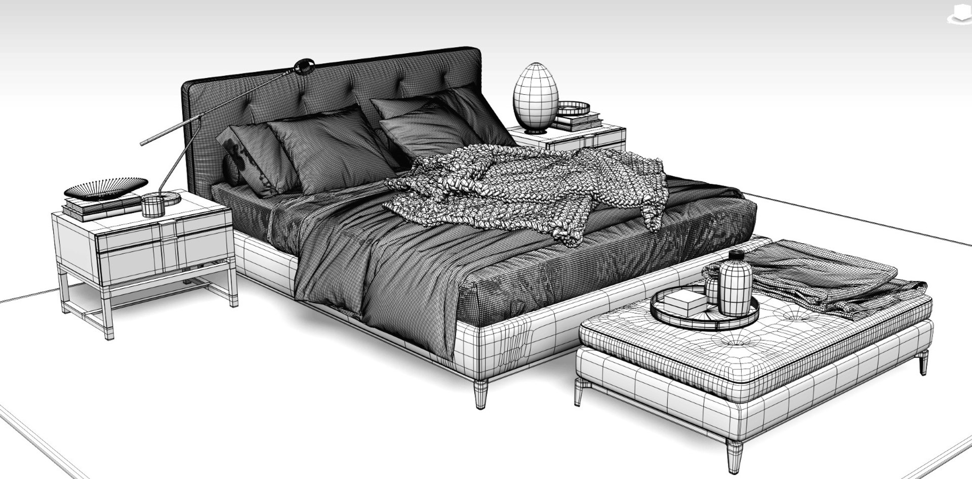 3D Minotti Andersen Bed Quilt - TurboSquid 1593513