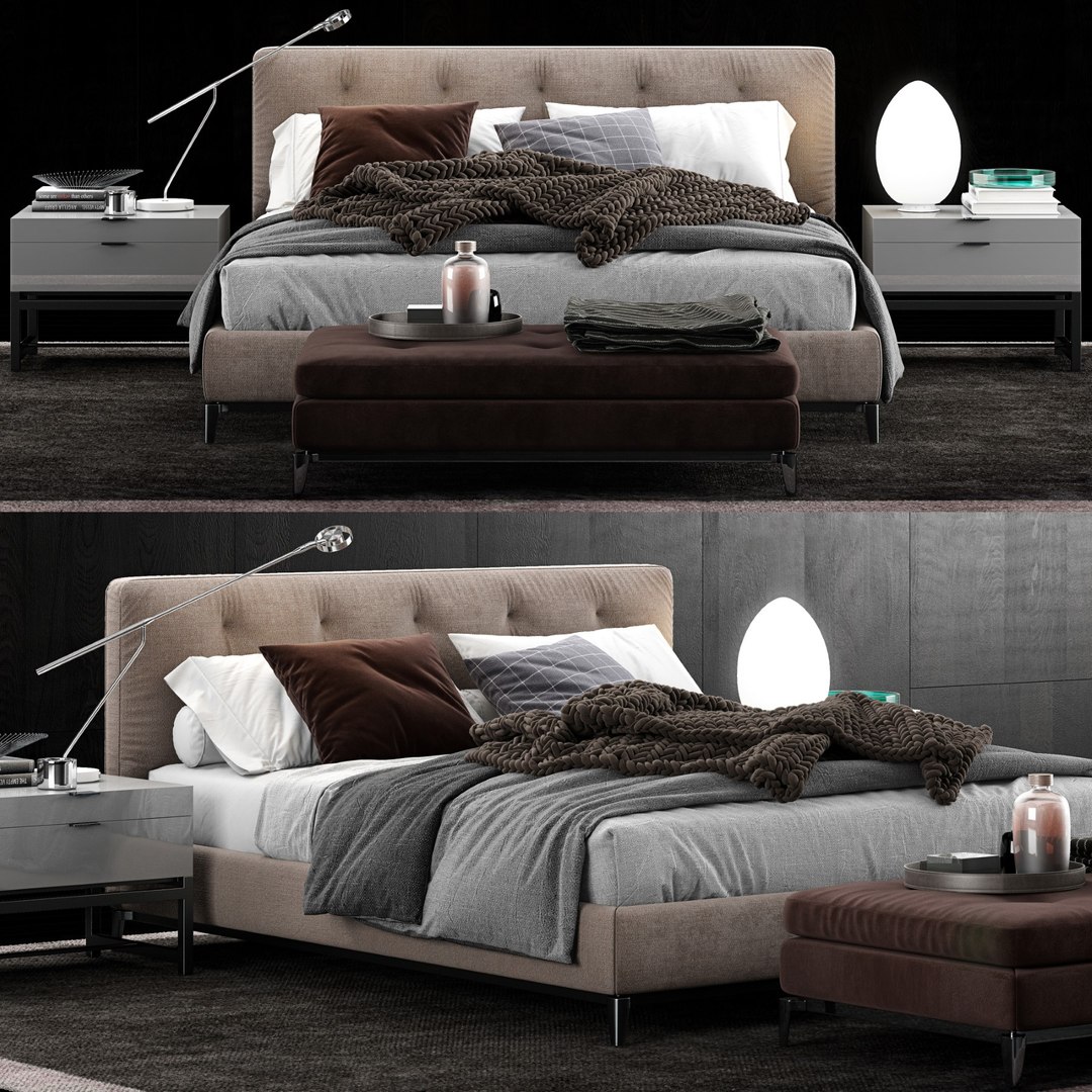 3D Minotti Andersen Bed Quilt - TurboSquid 1593513