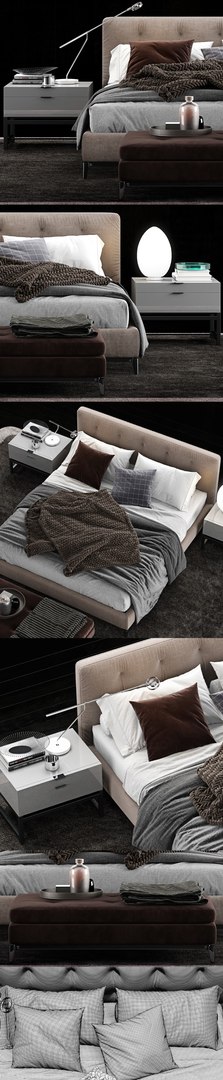 3D Minotti Andersen Bed Quilt - TurboSquid 1593513