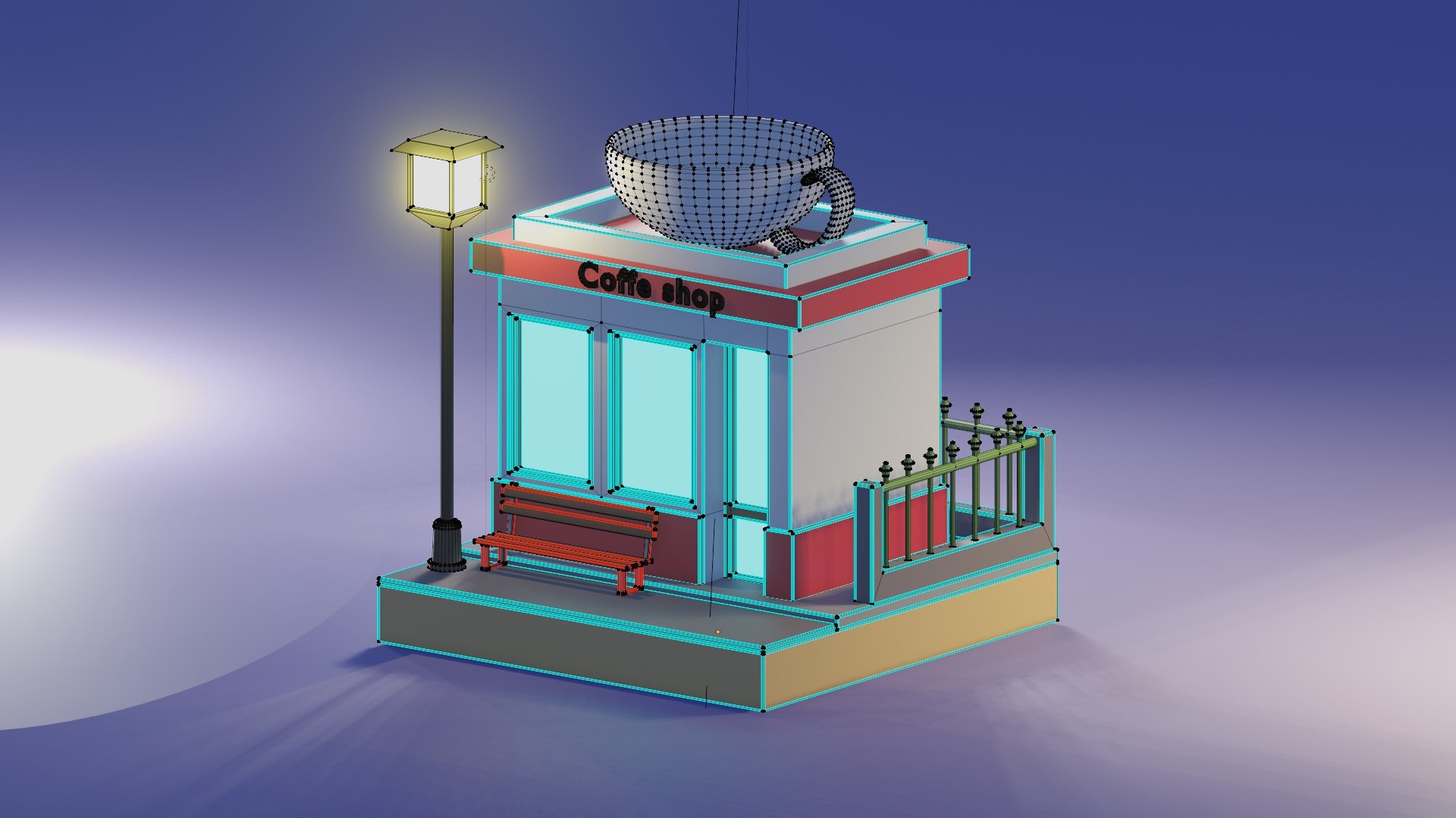 3D Model Cartoon Coffee Shop - TurboSquid 2131884