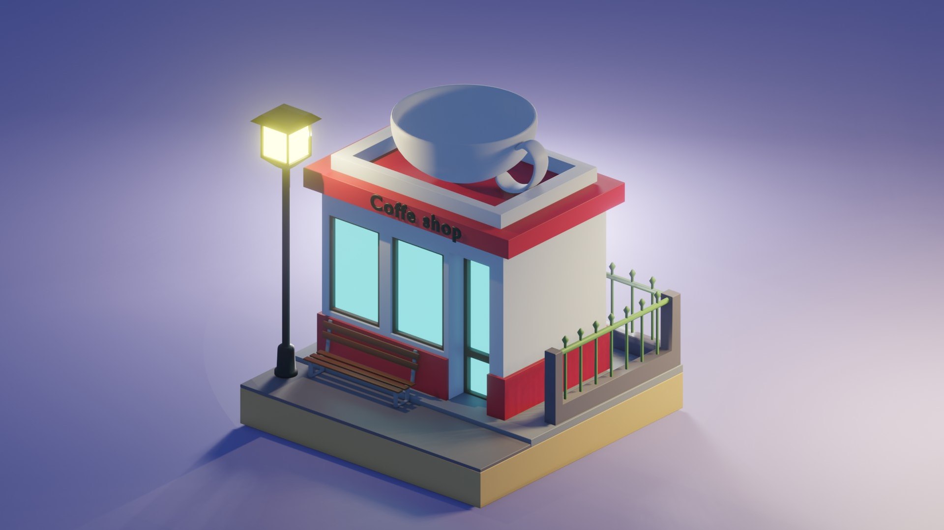 3D Model Cartoon Coffee Shop - TurboSquid 2131884