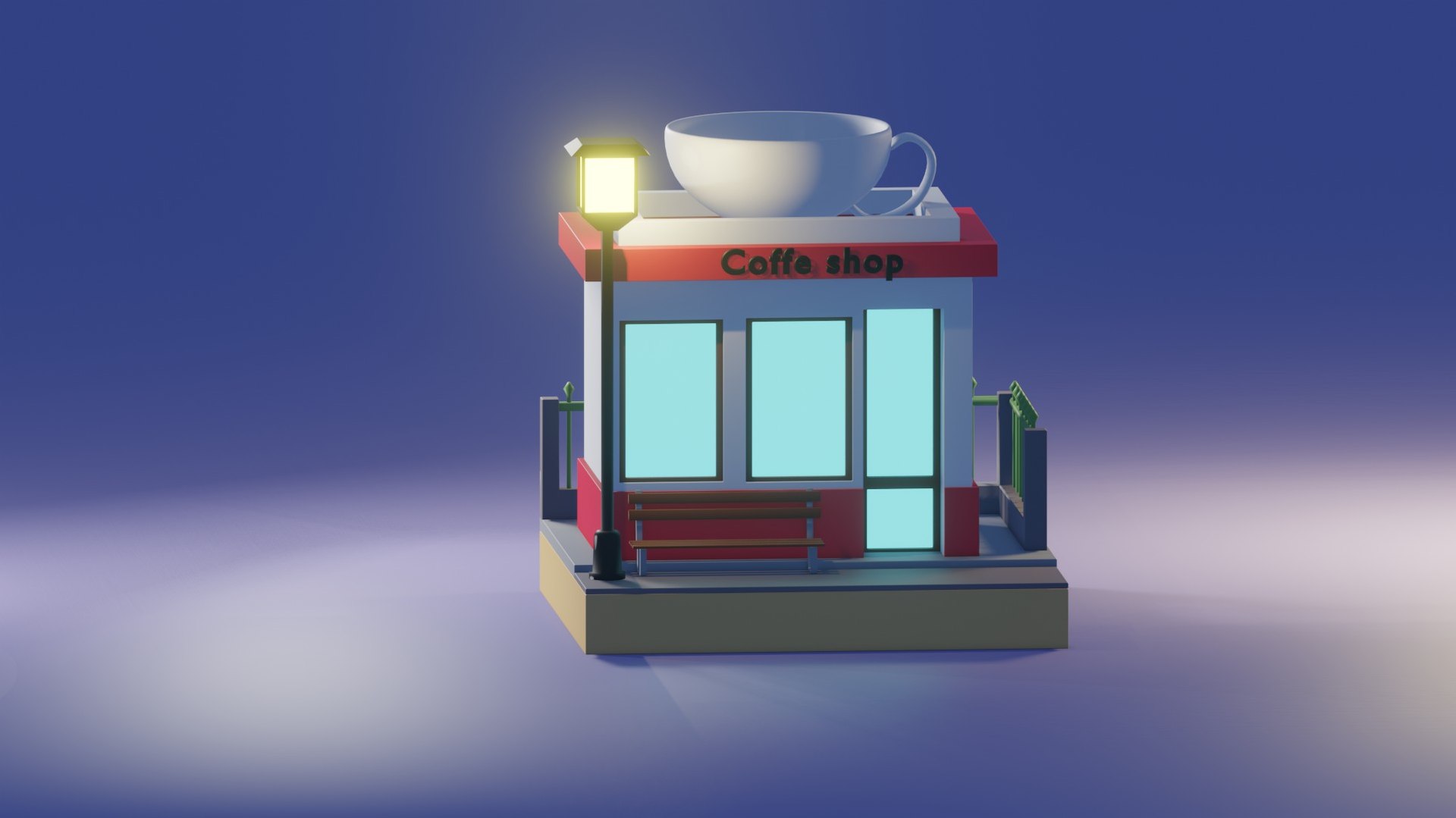 3D Model Cartoon Coffee Shop - TurboSquid 2131884