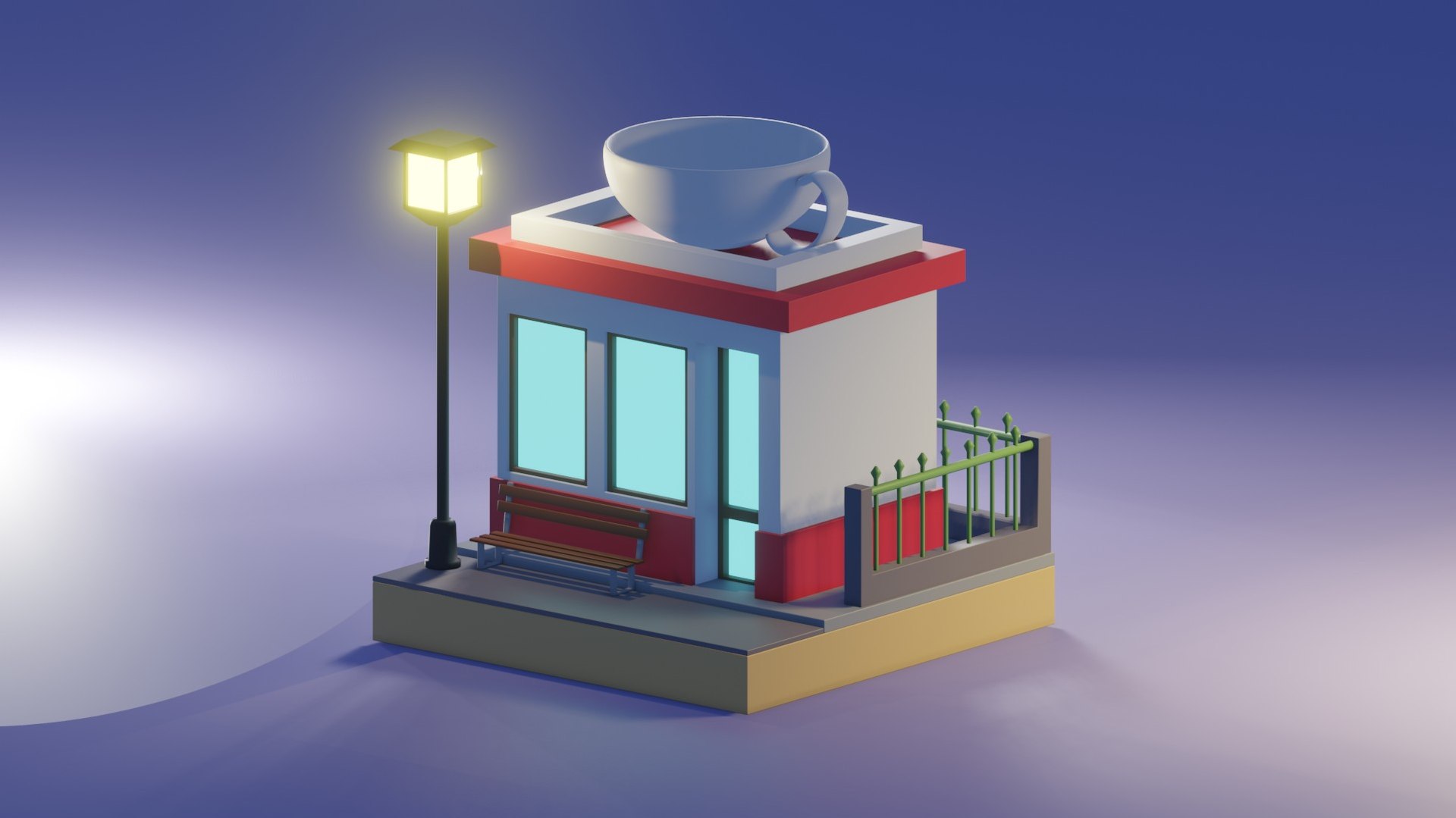 3D Model Cartoon Coffee Shop - TurboSquid 2131884