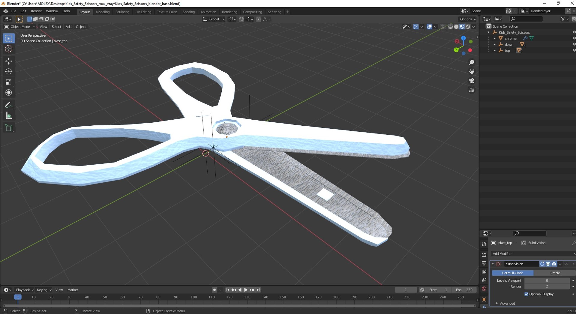Kids Safety Scissors 3D model - TurboSquid 2172256