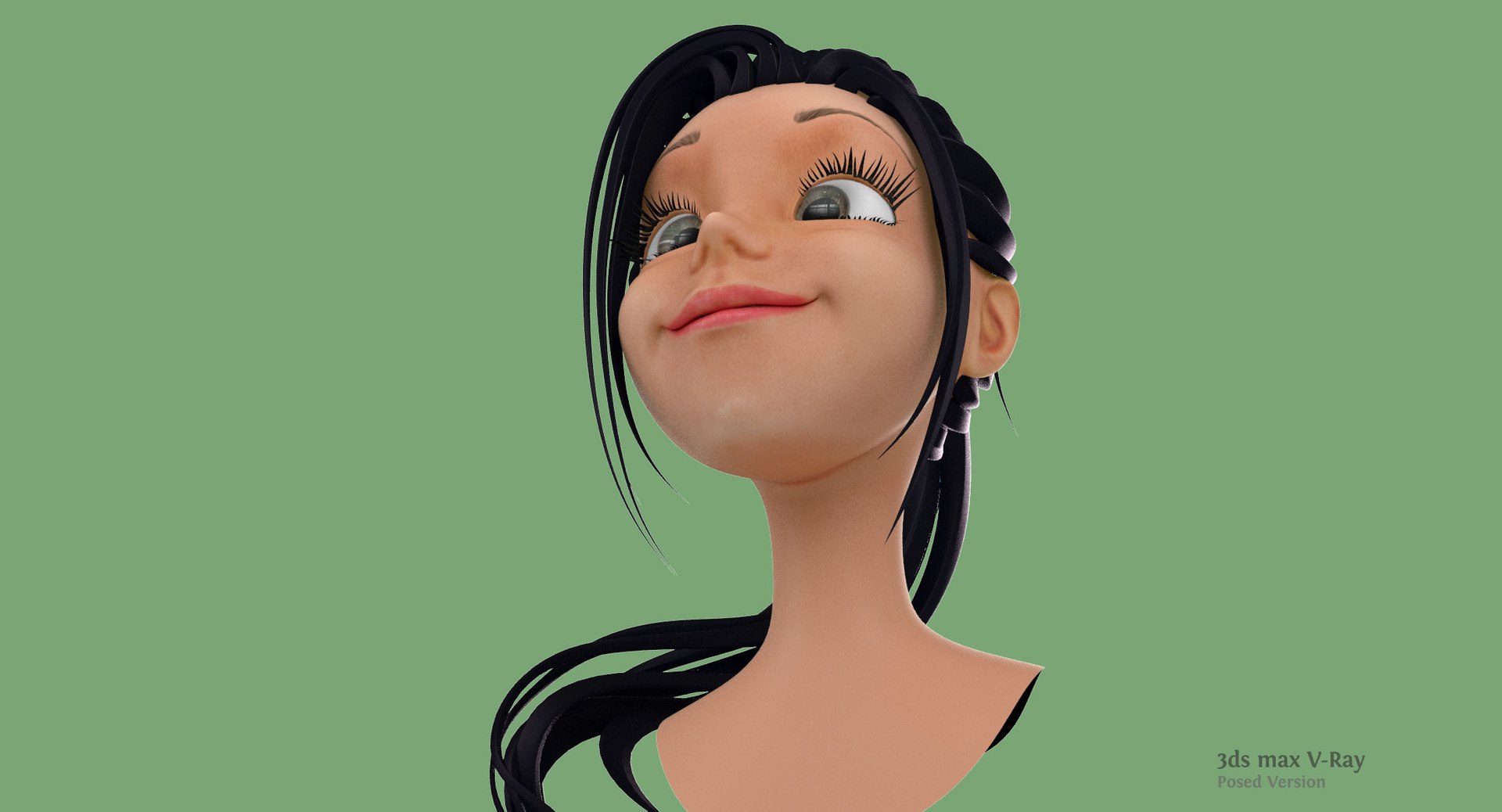 3d cartoon female head face model