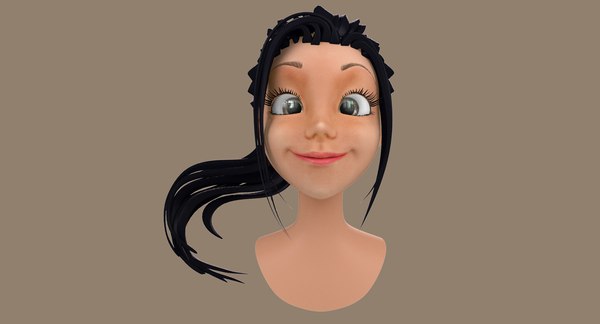3d cartoon female head face model