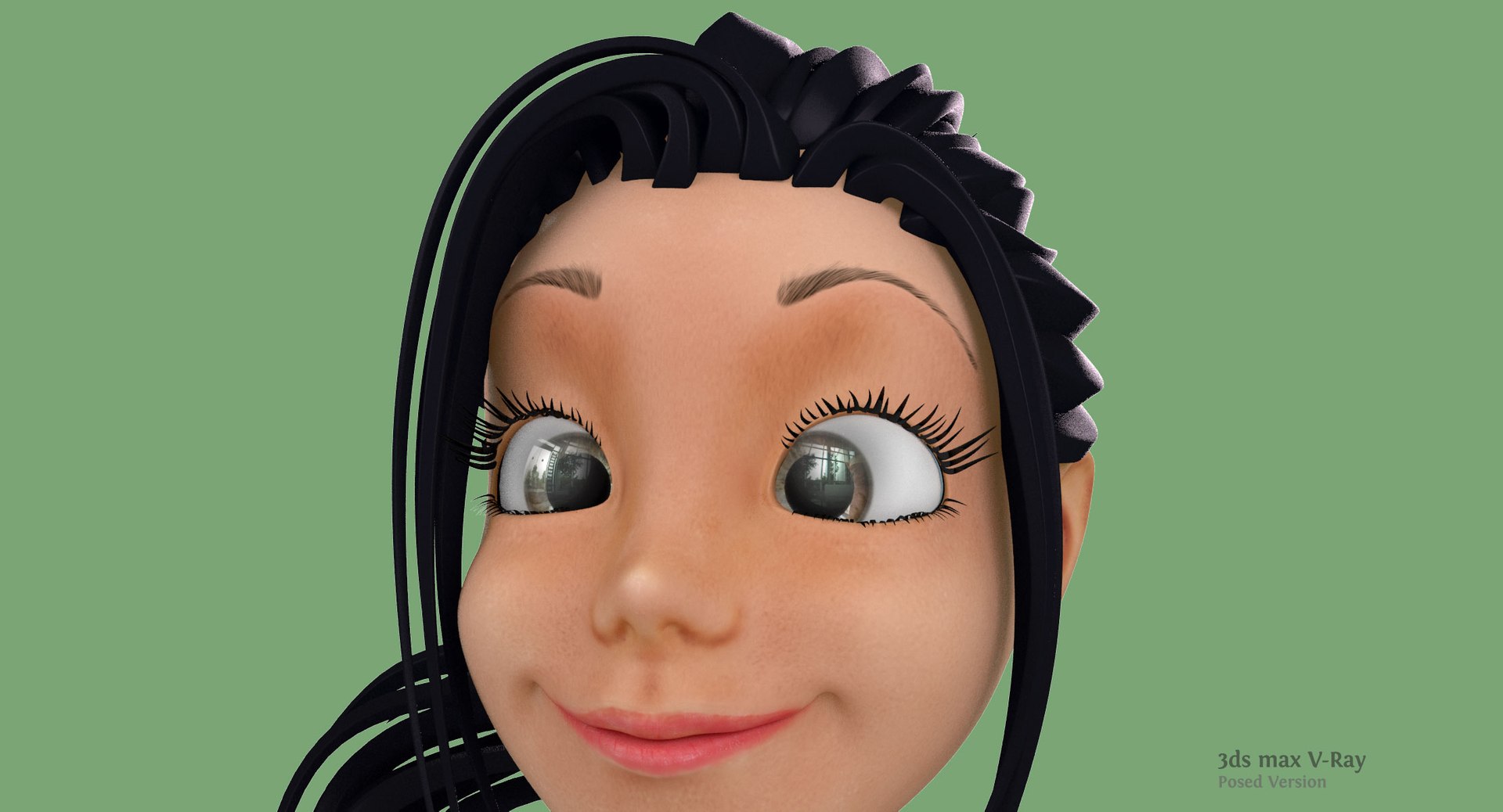 3d cartoon female head face model
