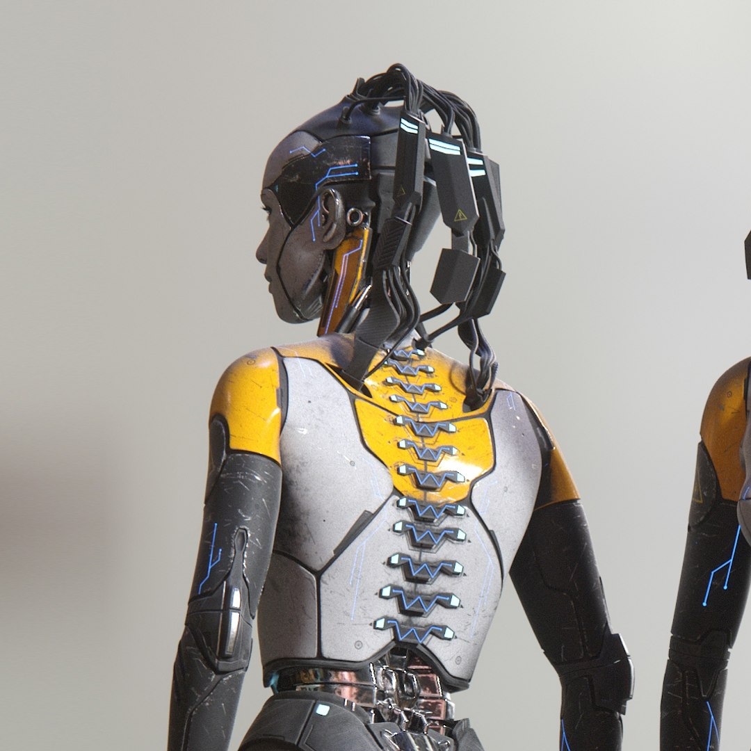 3d model sci-fi female android character