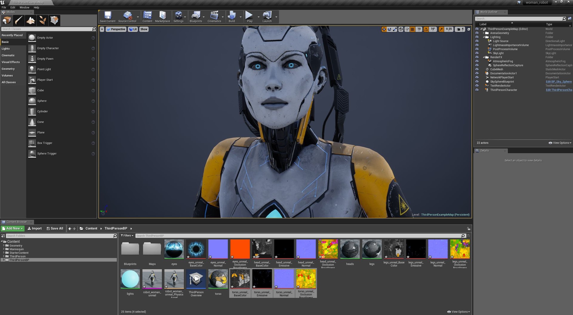 3d model sci-fi female android character