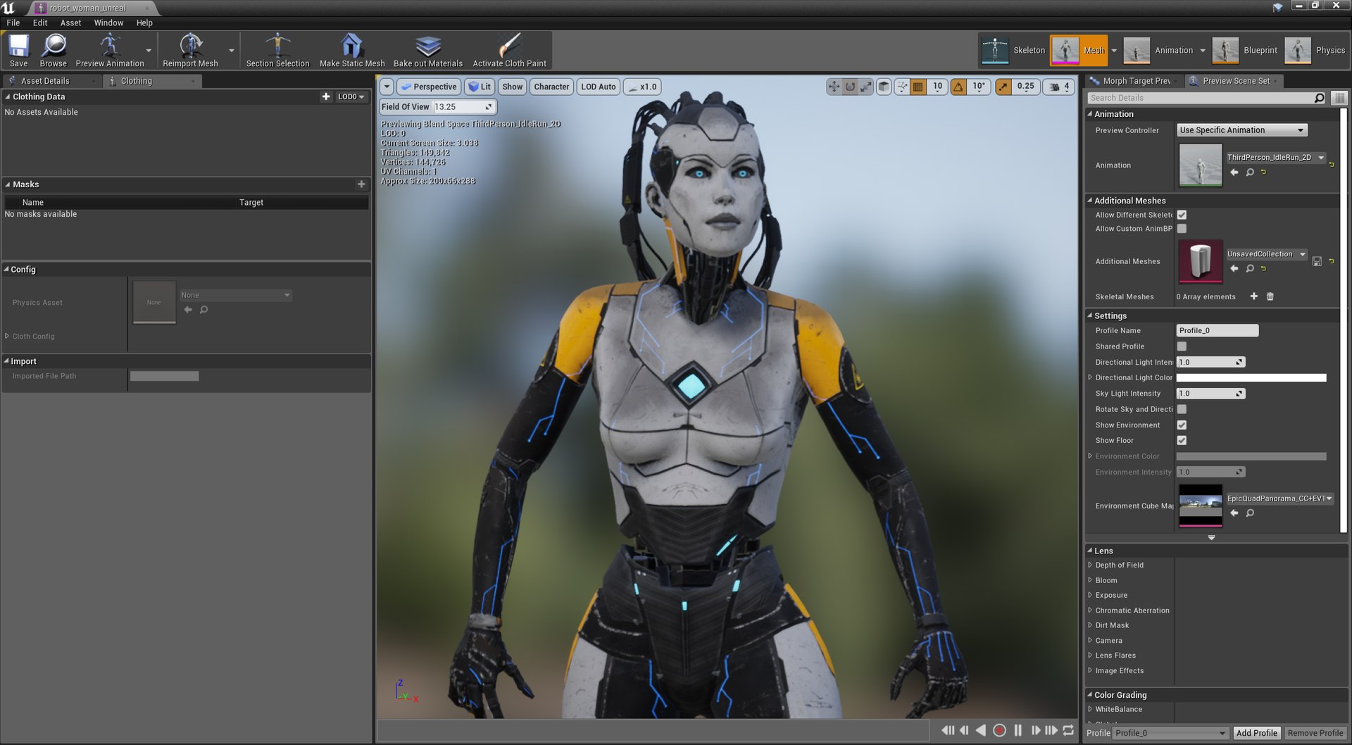 3d model sci-fi female android character