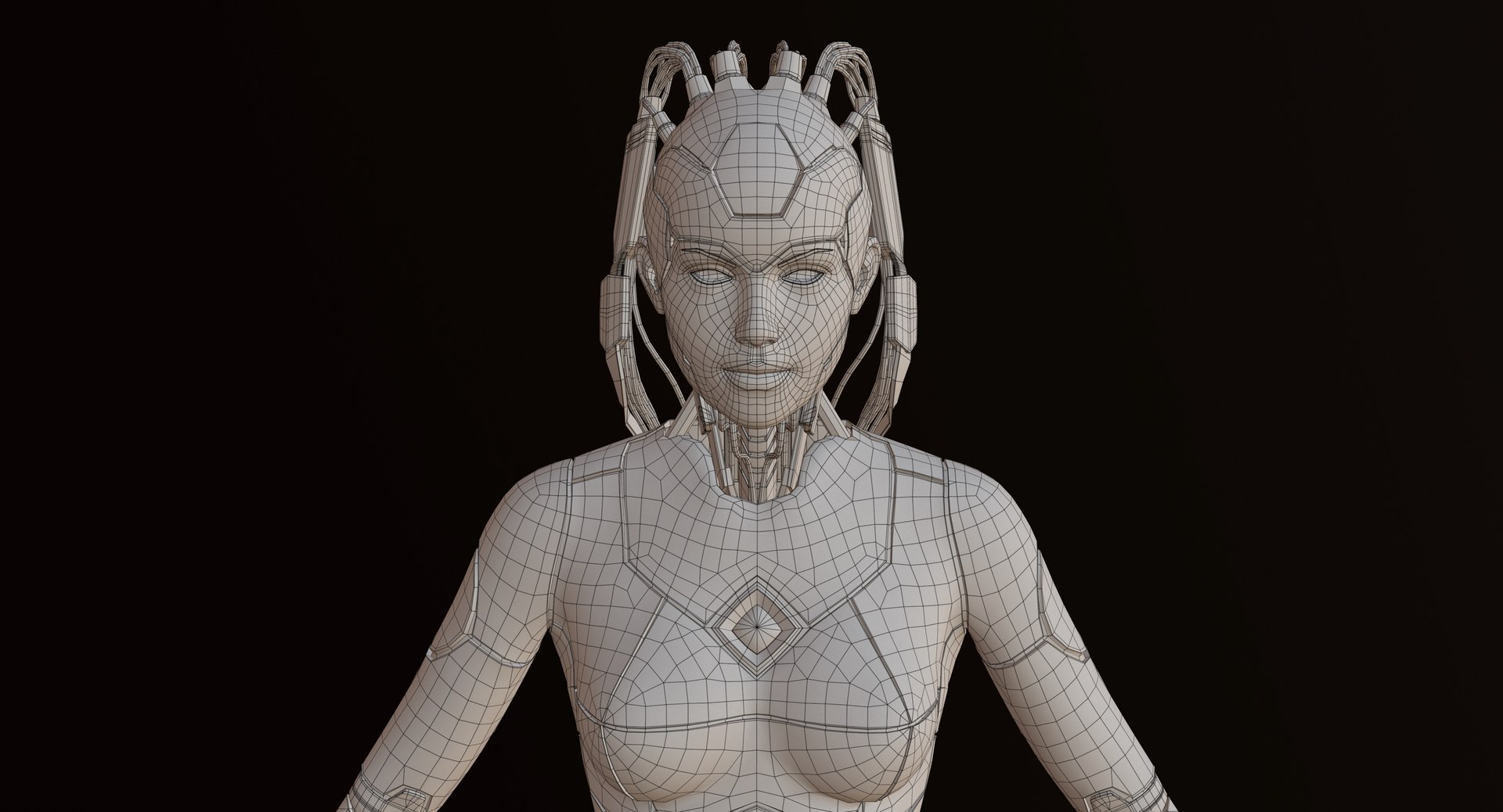 3d model sci-fi female android character