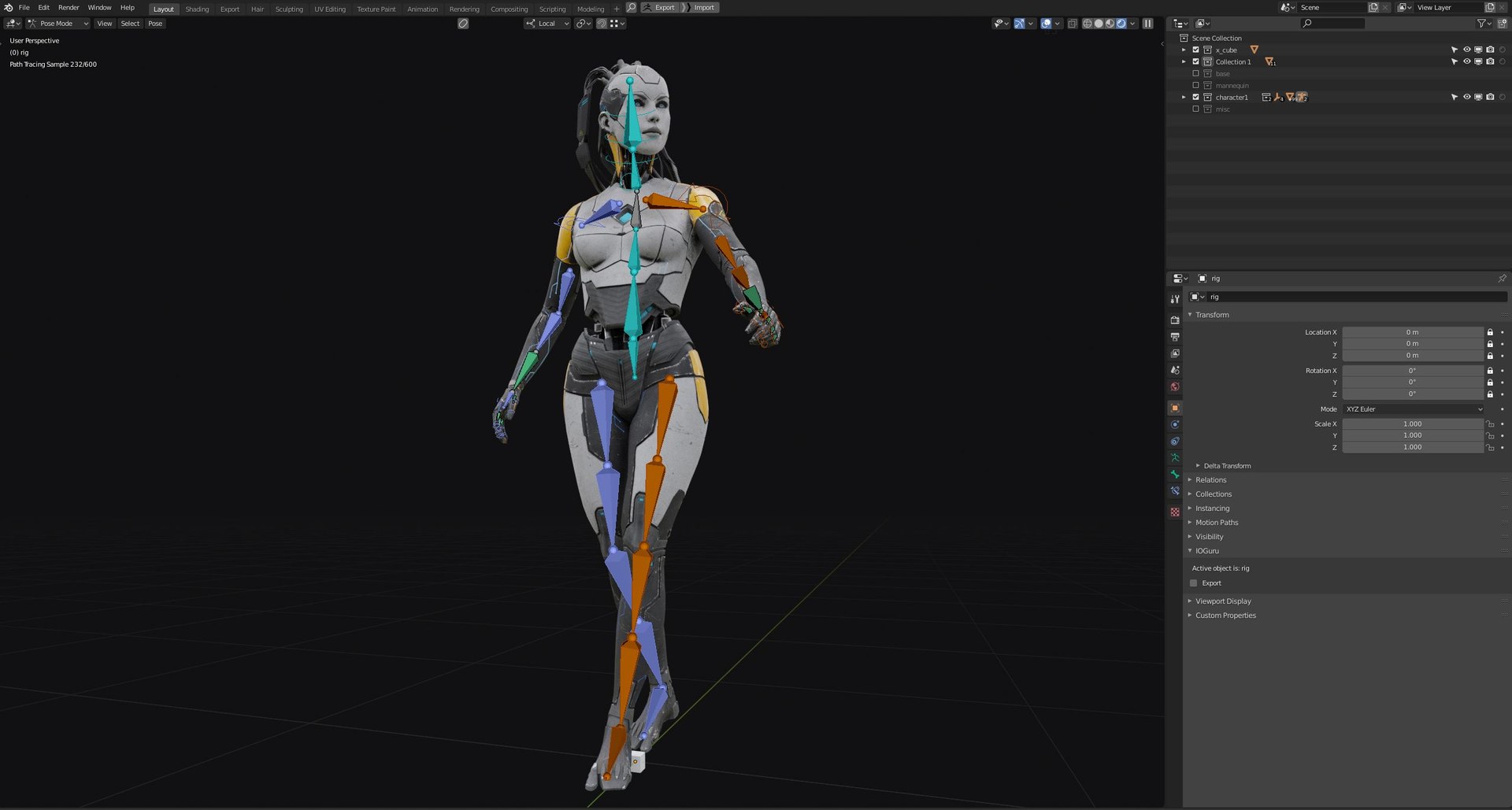 3d model sci-fi female android character