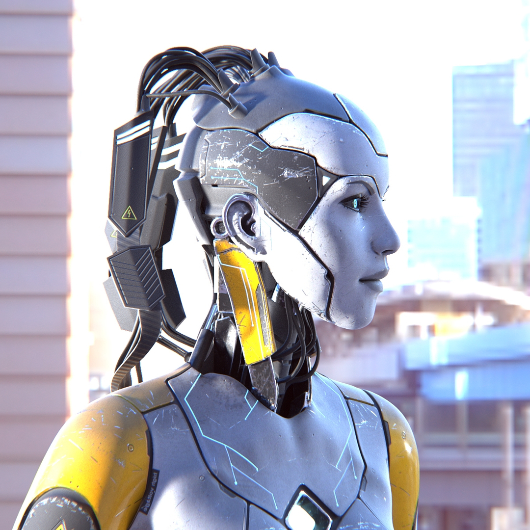 3d model sci-fi female android character