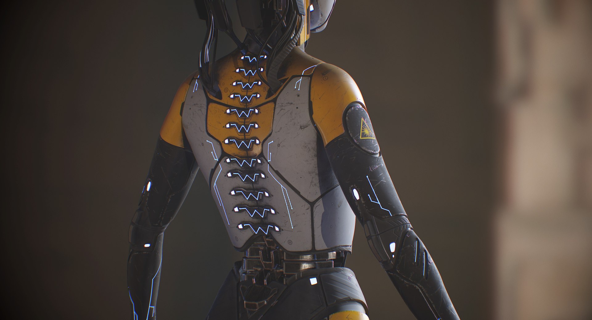 3d model sci-fi female android character