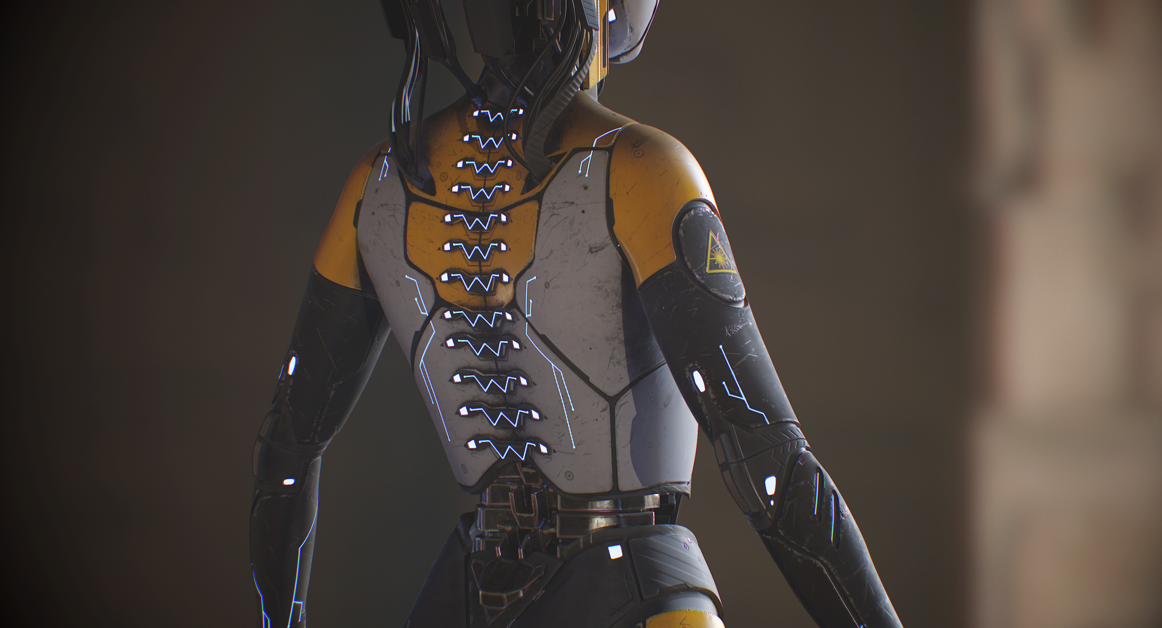 3d model sci-fi female android character