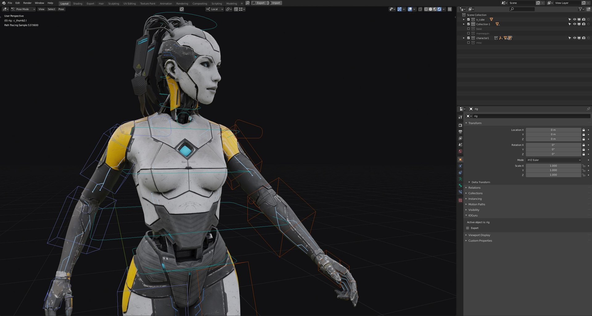 3d model sci-fi female android character