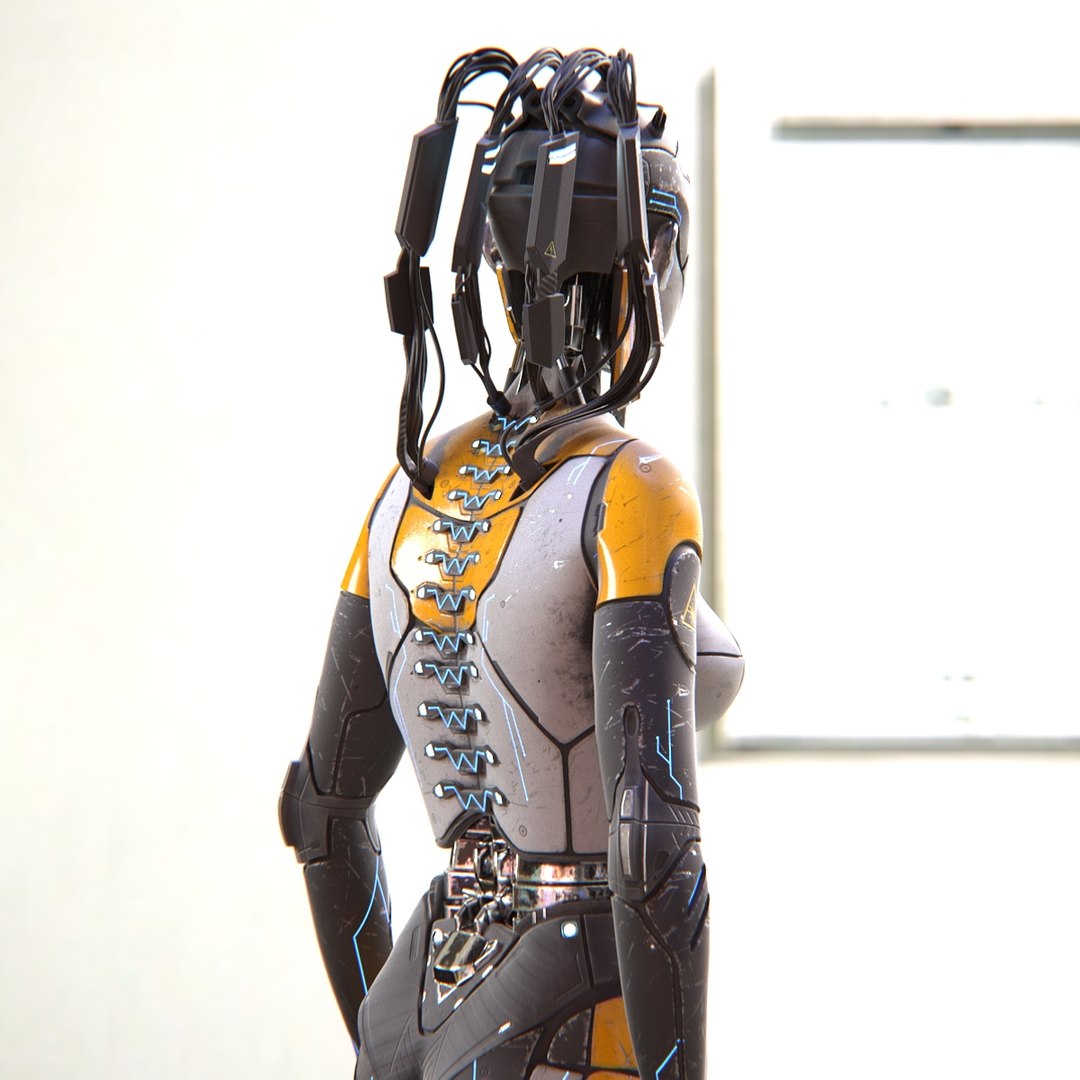 3d model sci-fi female android character