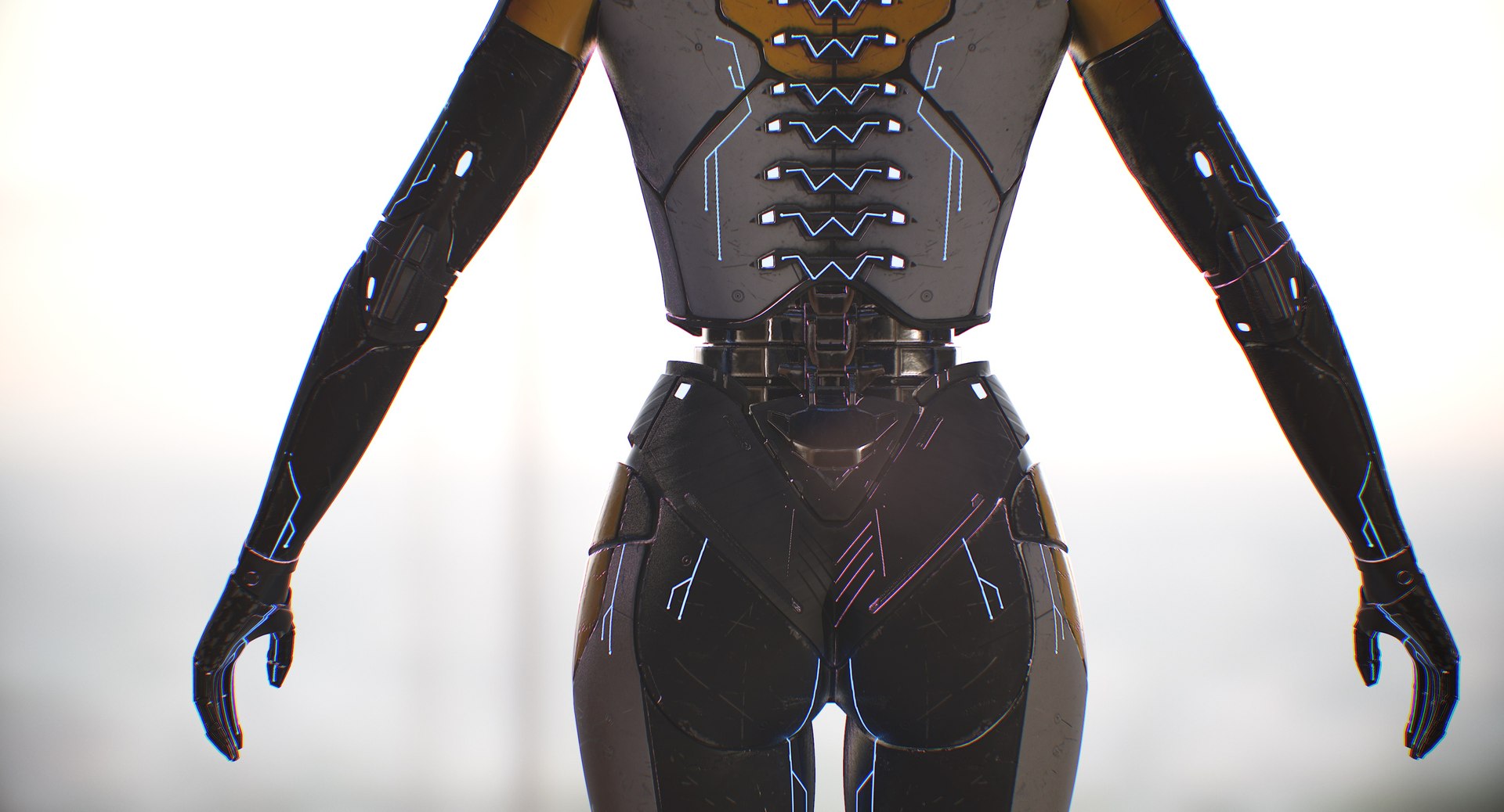 3d model sci-fi female android character