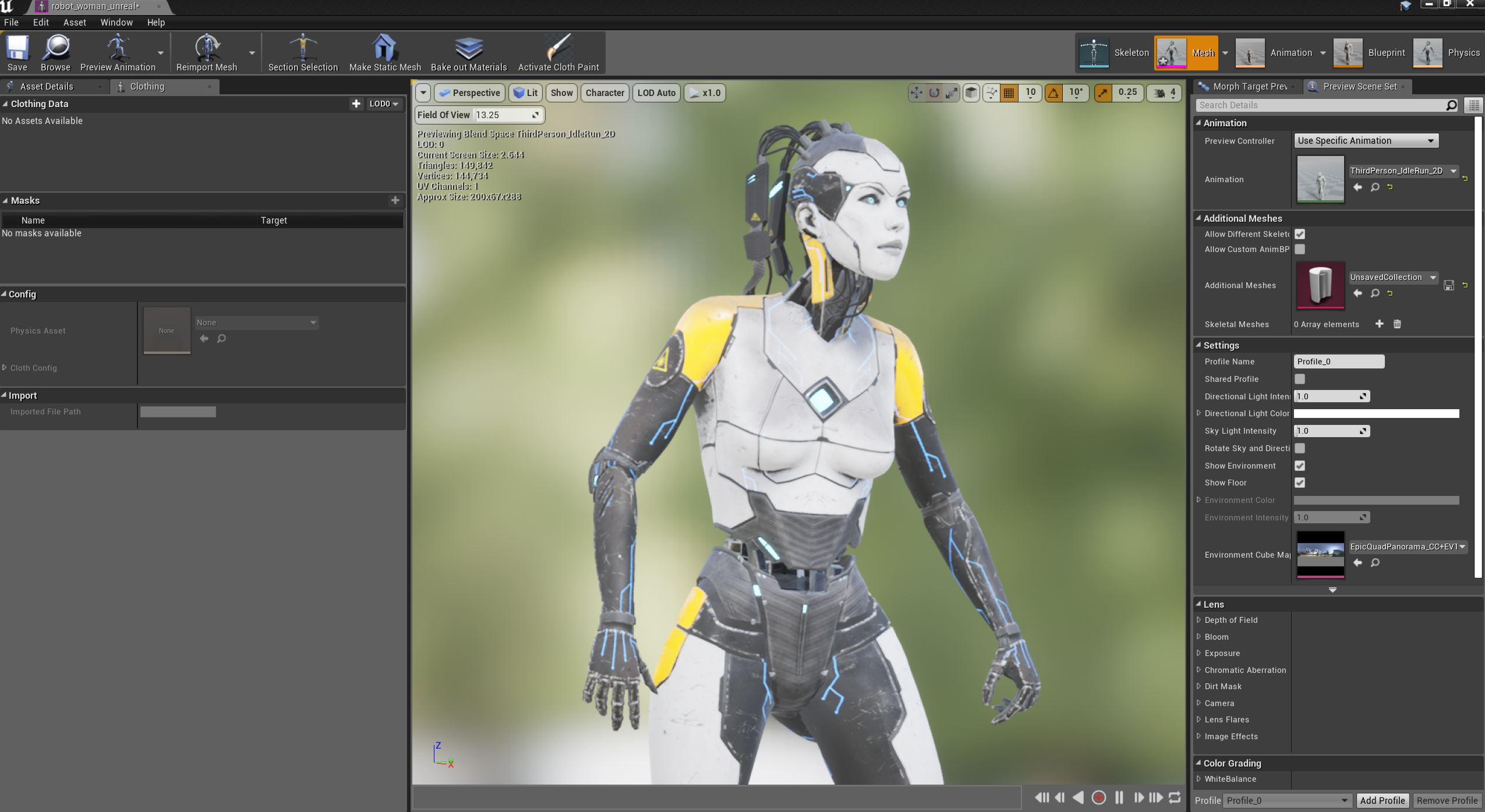 3d model sci-fi female android character