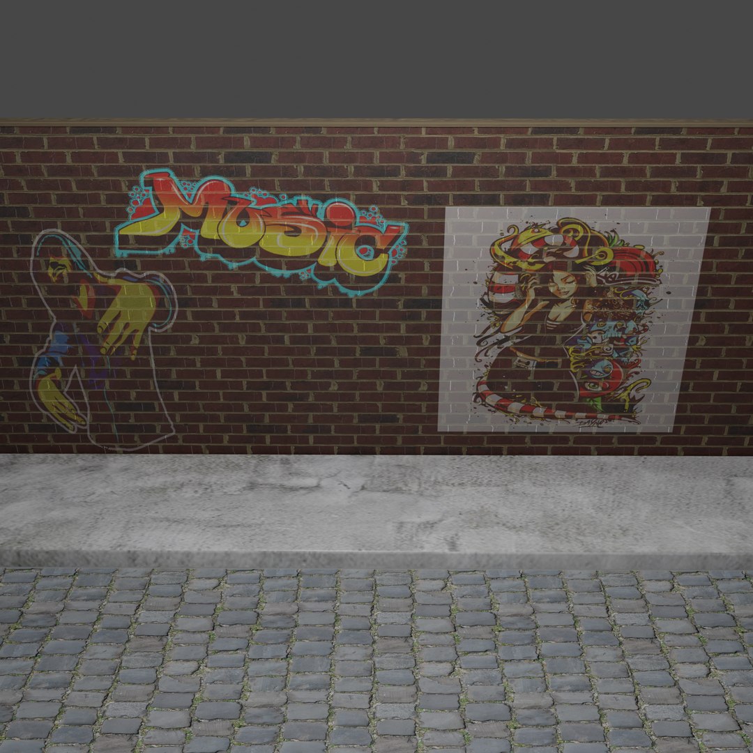 Wall With Graffiti 3D Model - TurboSquid 1953906