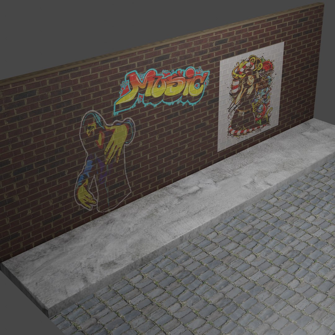 Wall With Graffiti 3D Model - TurboSquid 1953906