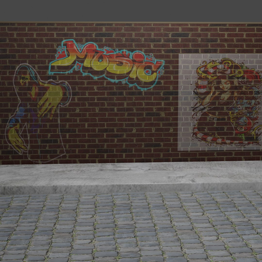 Wall With Graffiti 3D Model - TurboSquid 1953906