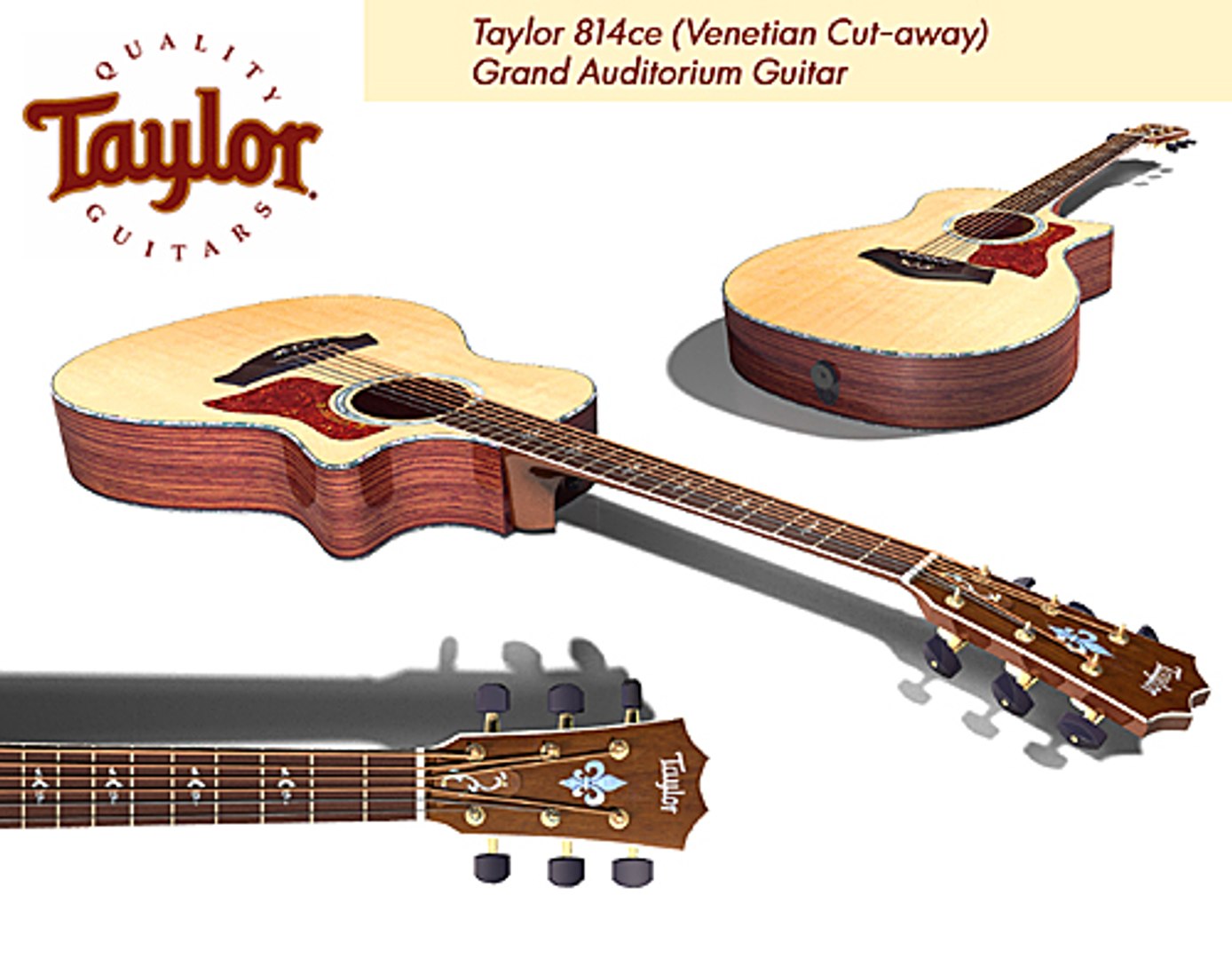 Taylor 814ce 914ce Guitar 3d Model